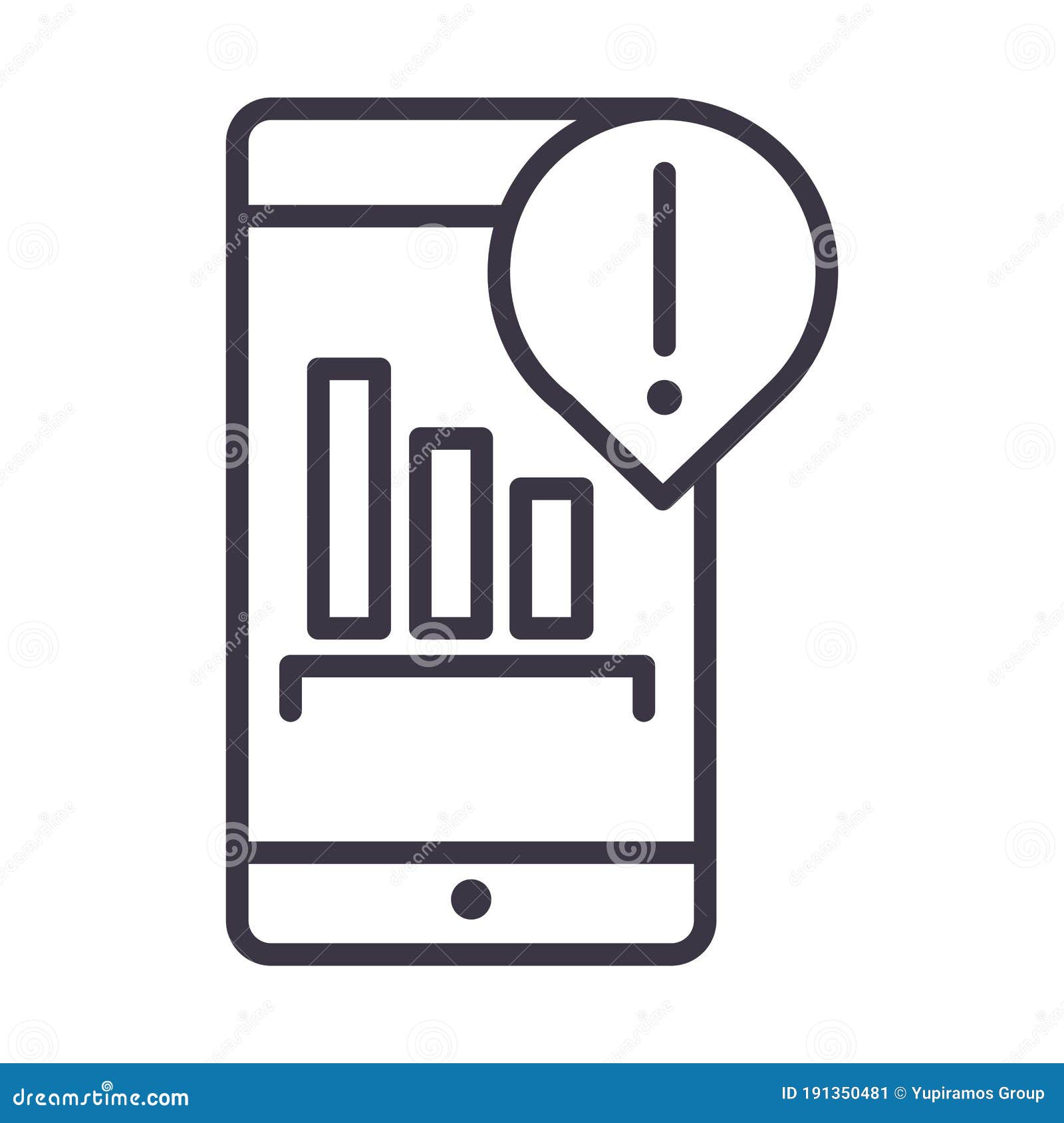 Smartphone Chart Report Warning Device Technology Thin Line Style ...