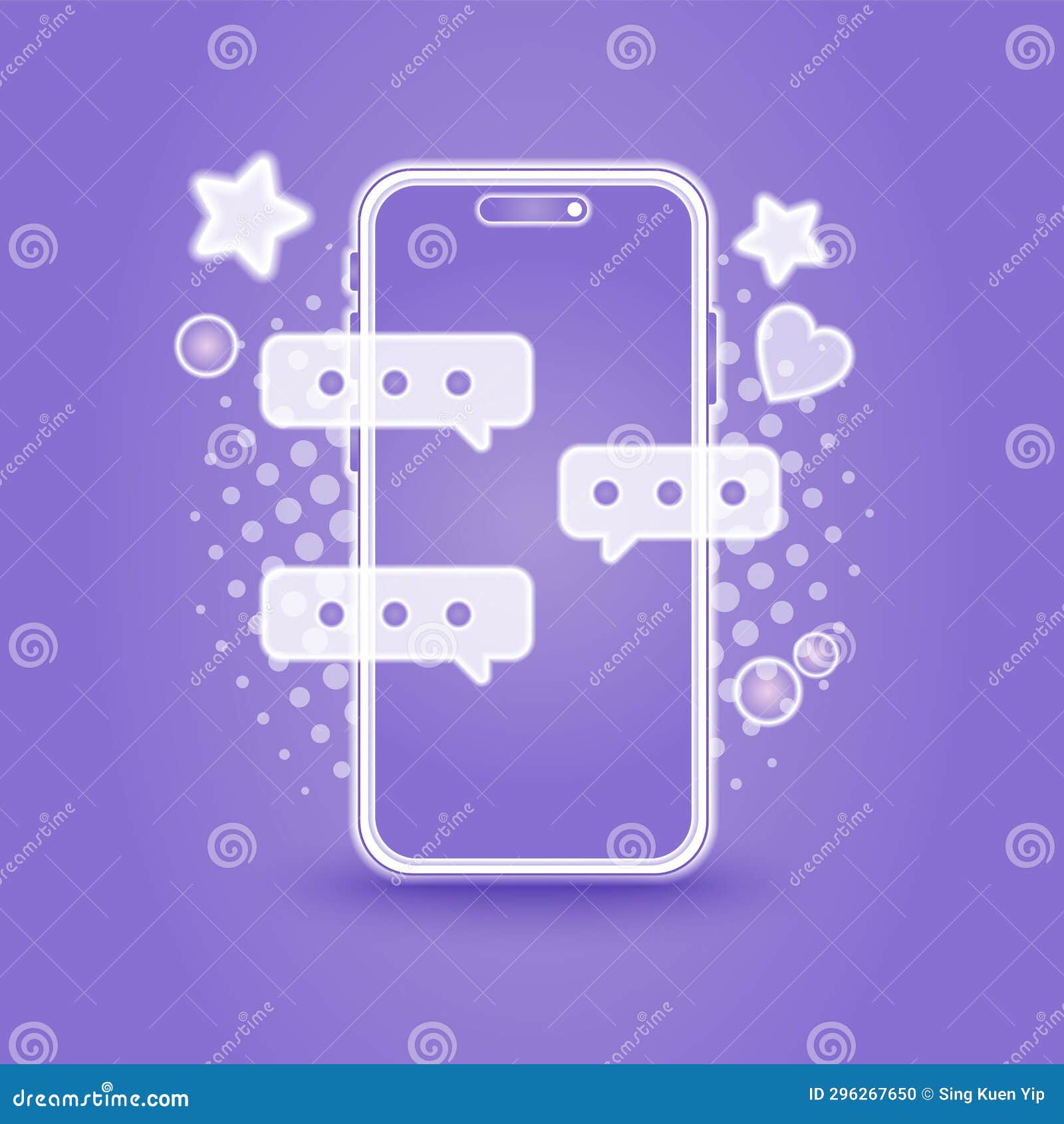 Smartphone Chat Bubbles on Screen with Messenger Conversation. Stock ...