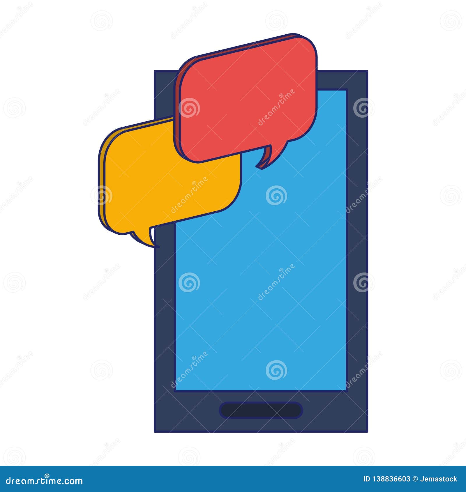 Smartphone chat bubbles stock vector. Illustration of message - 138836603