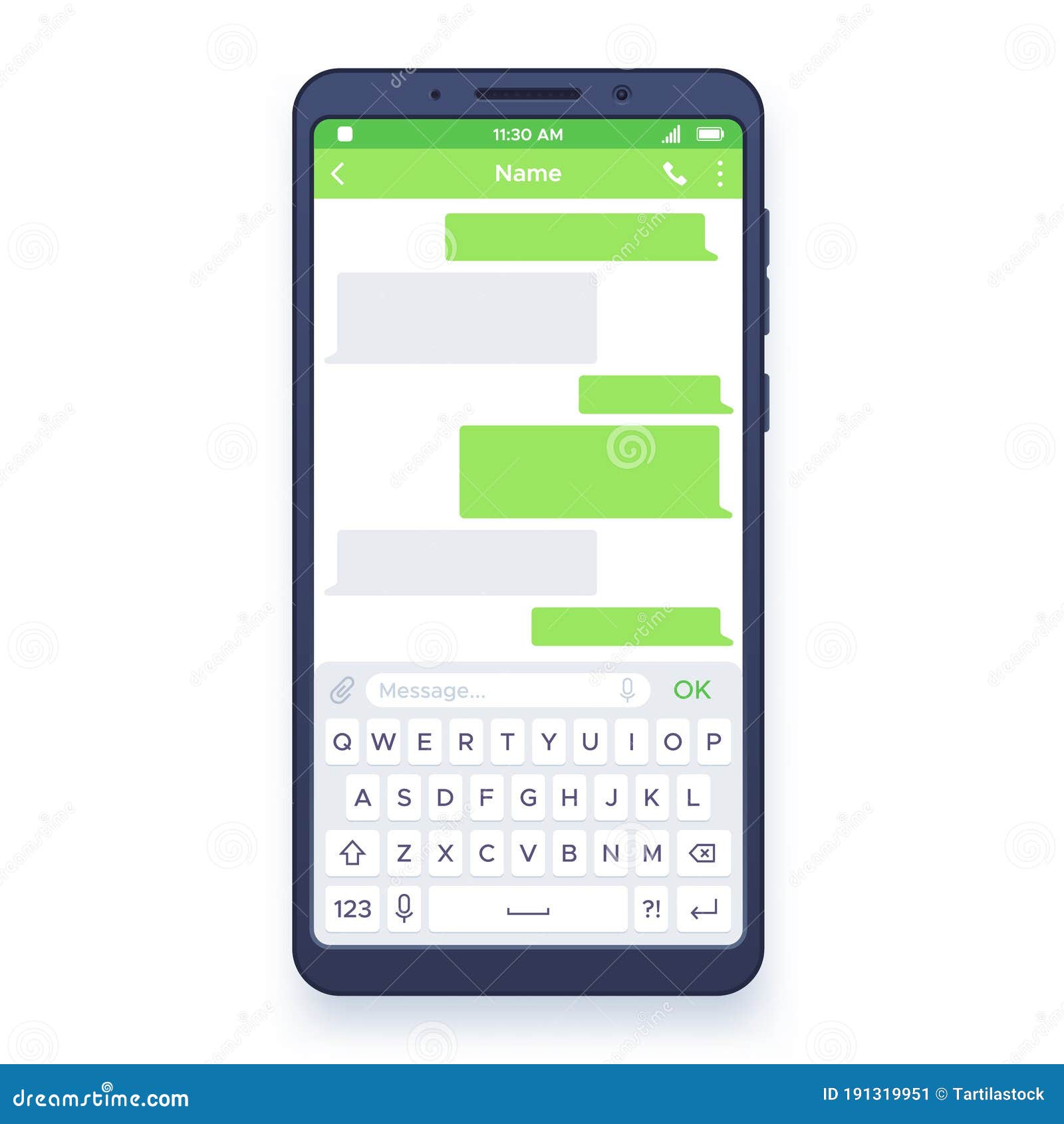 Smartphone Chat. Dialogues Bubbles on Mobile Device Screen with ...
