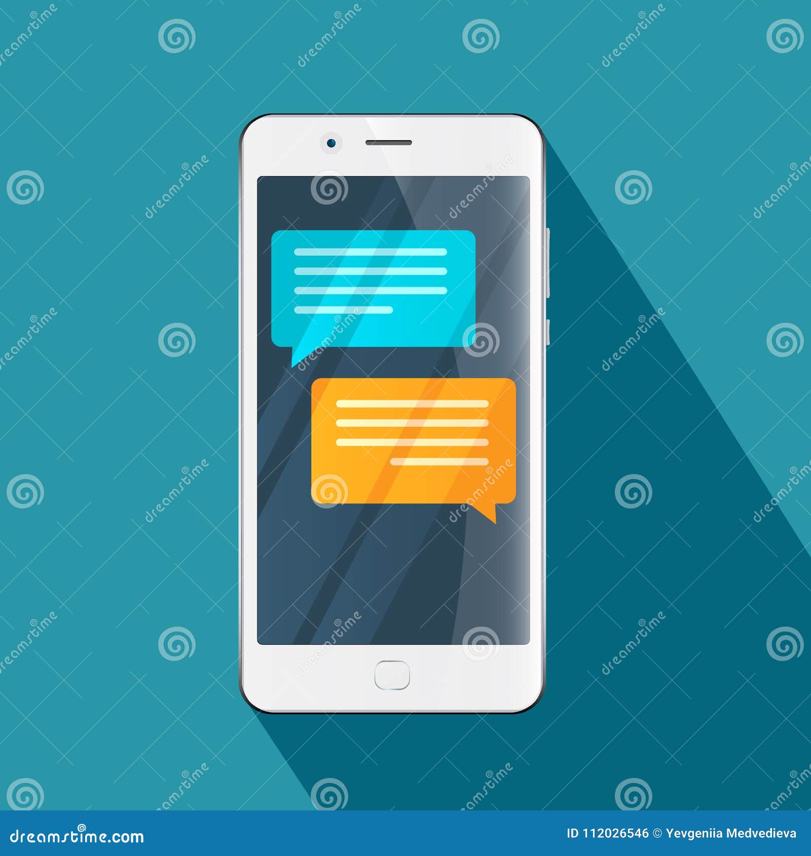 Smartphone Chat Messages Notification Vector Illustration Stock Vector ...