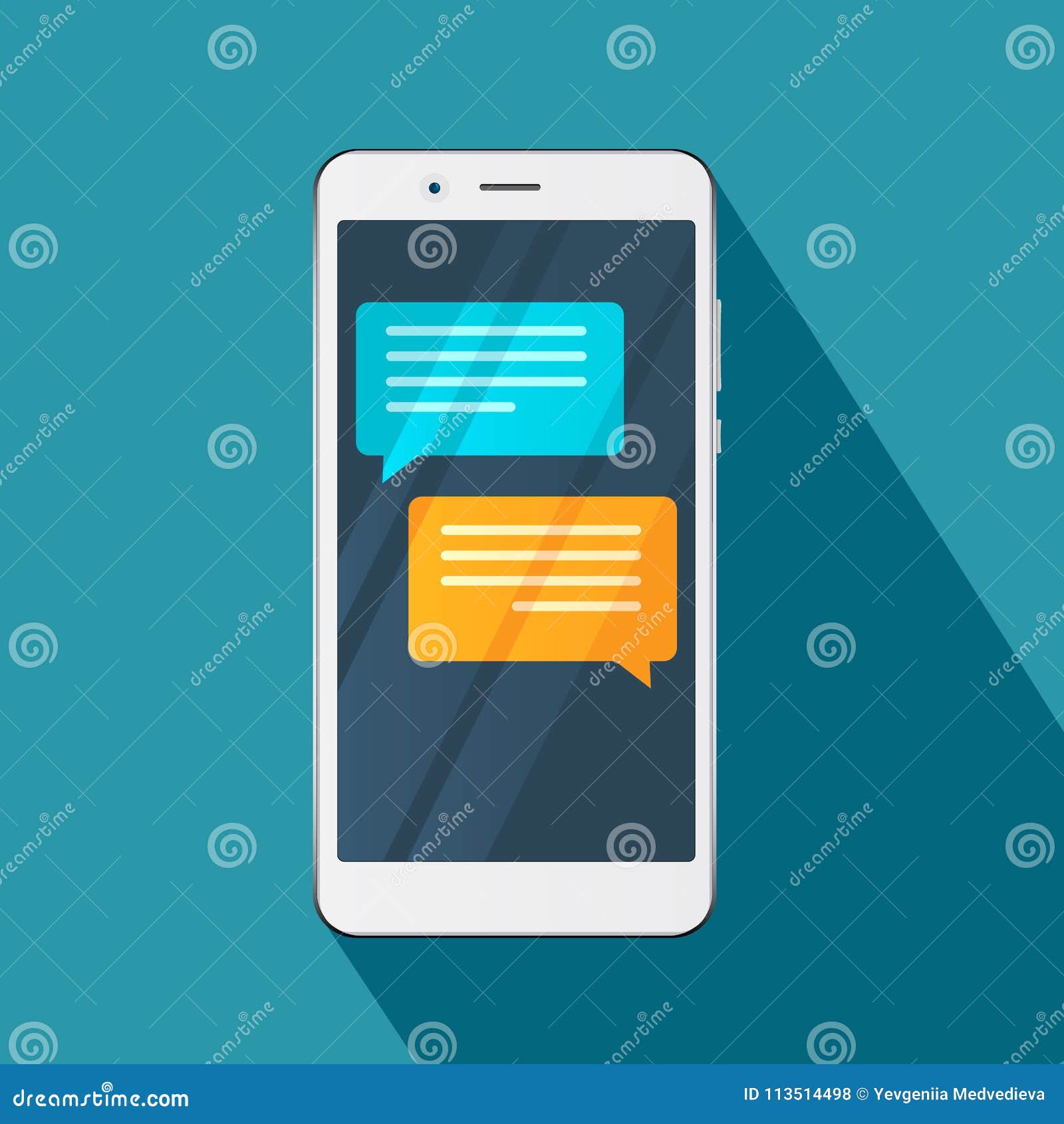 Smartphone Chat Messages Notification Vector Illustration Stock Vector ...