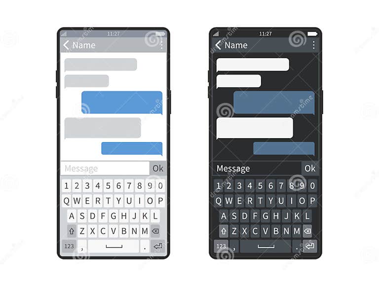 Smartphone Chat. Screen Mobile Device Keyboard with Messaging App ...