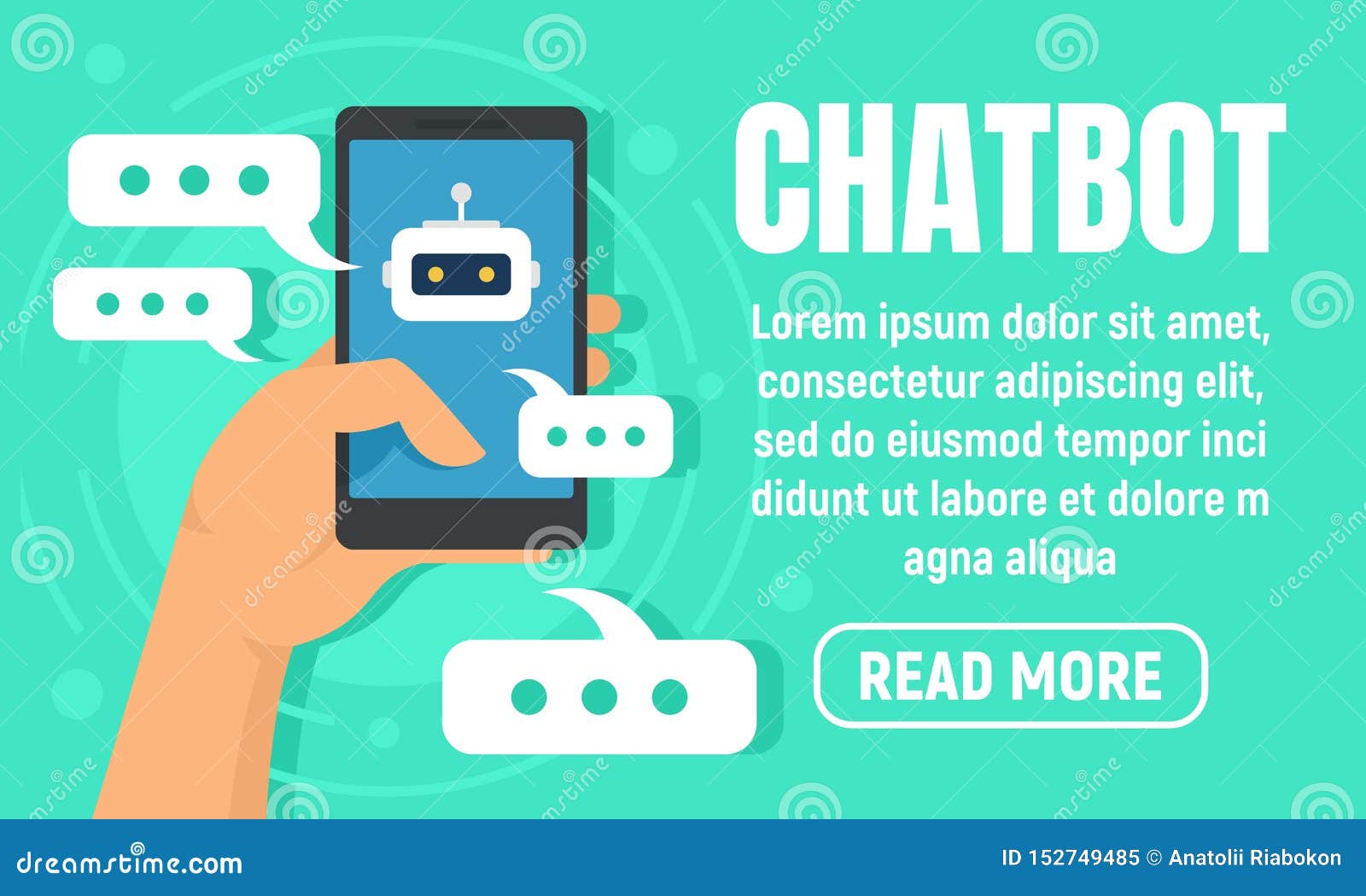 Chatbot Concept. Man Chatting With Chat Bot On Smartphone. Vector ...