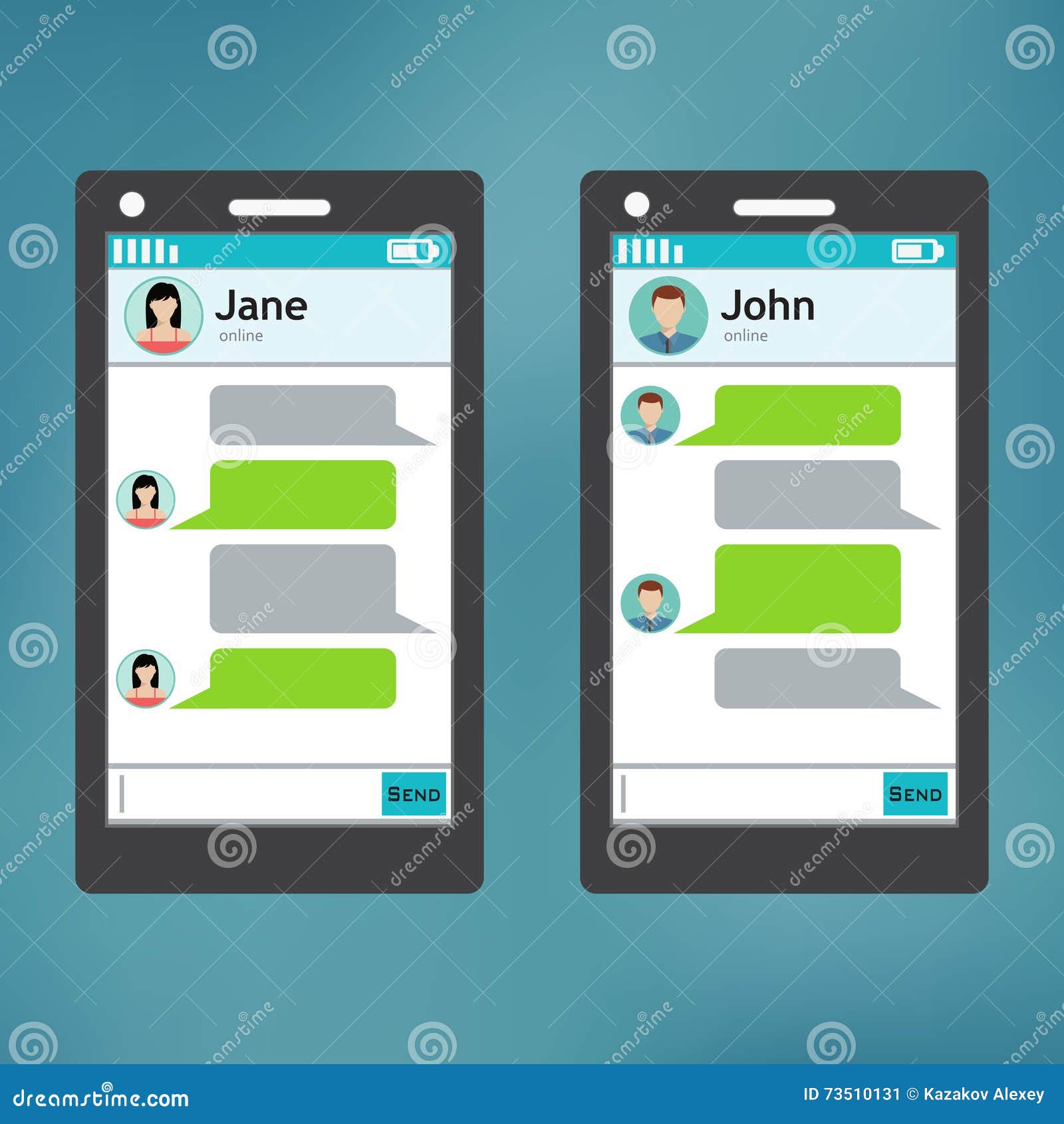 Smartphone Chatting Sms Template Bubbles. Stock Vector - Illustration ...