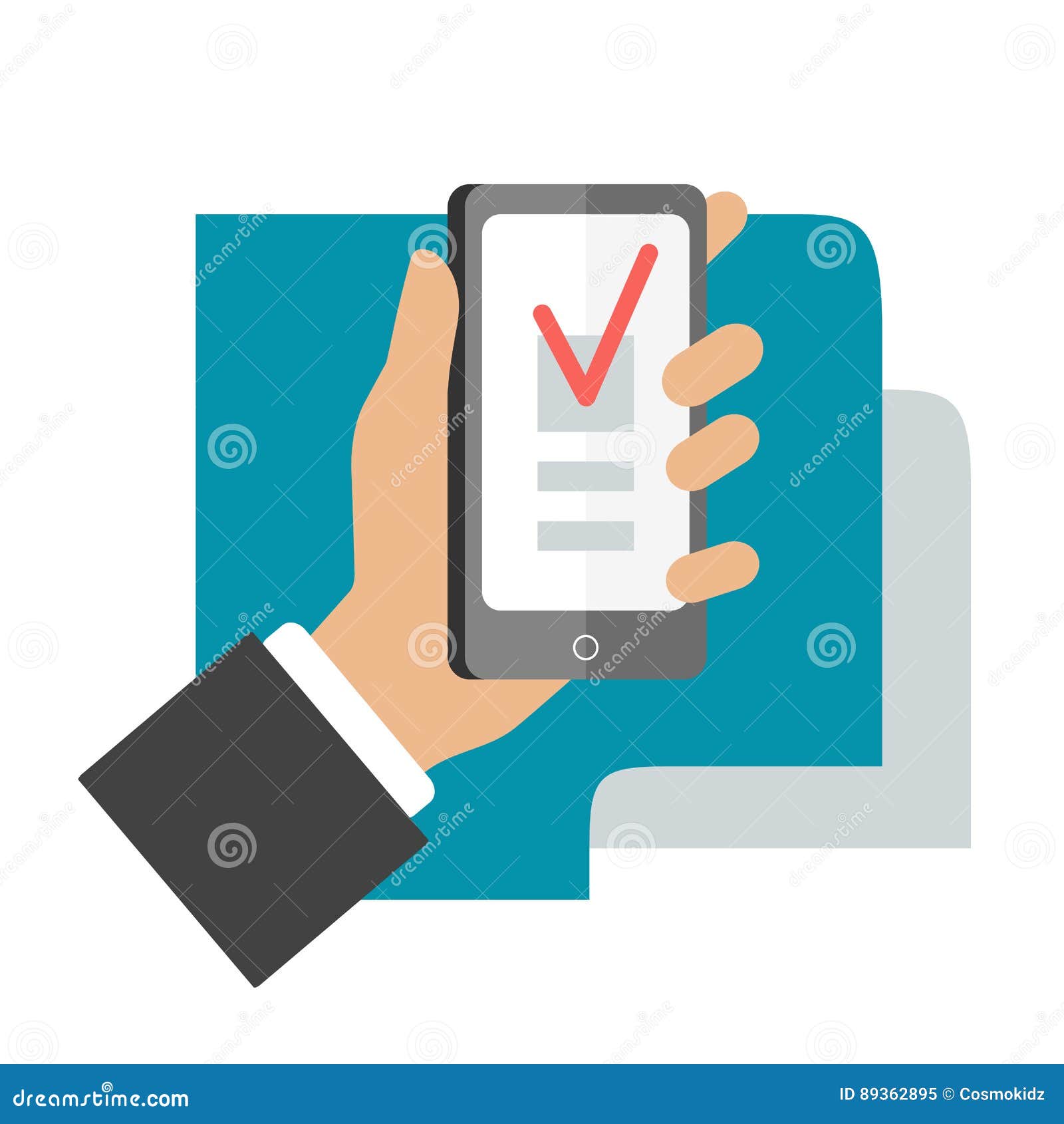 Smartphone with Check Tick, Flat Style Vector Icon Isolated on White ...