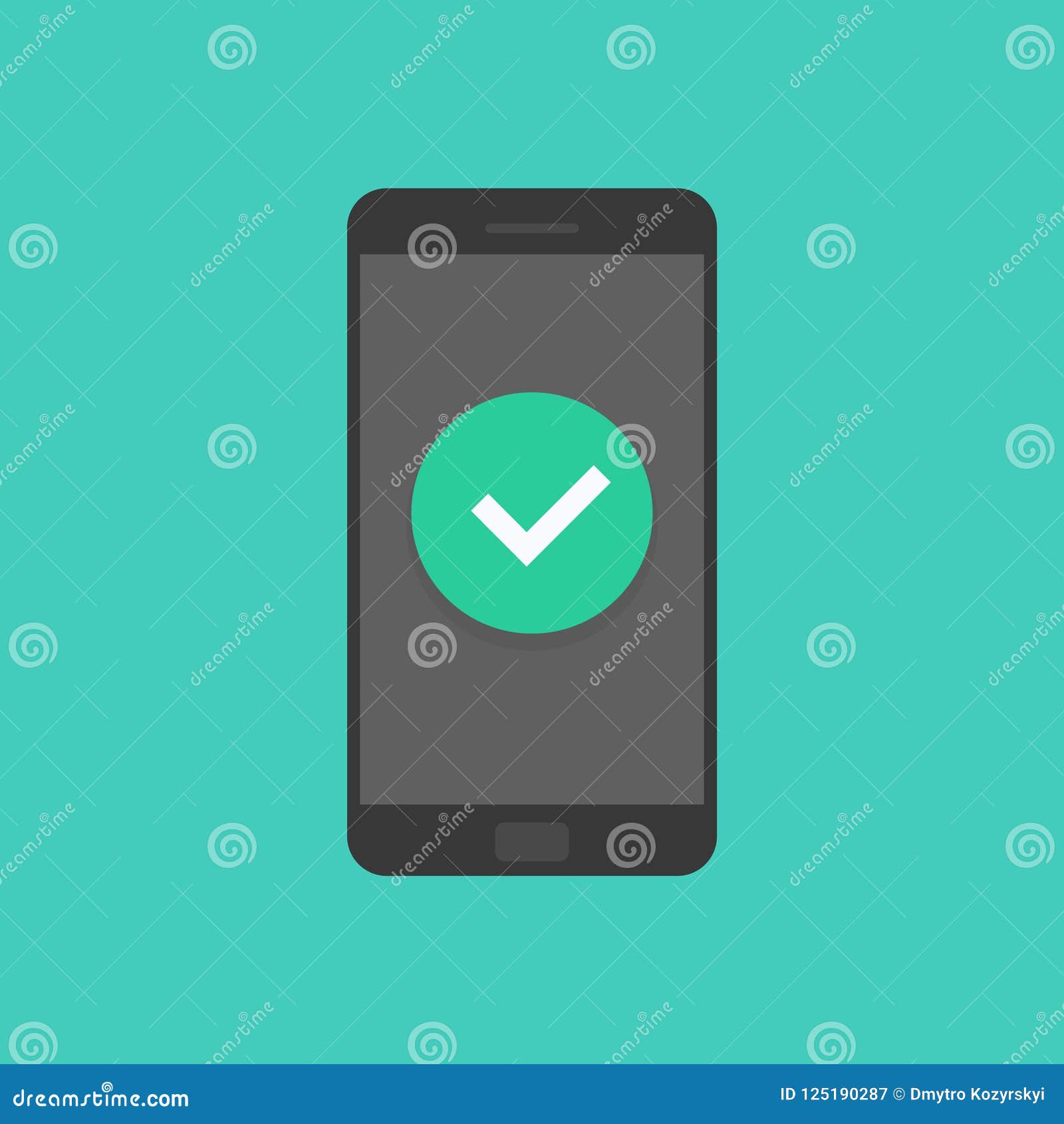 Smartphone with Checkmark, Mobile Phone Approved Tick Notification ...