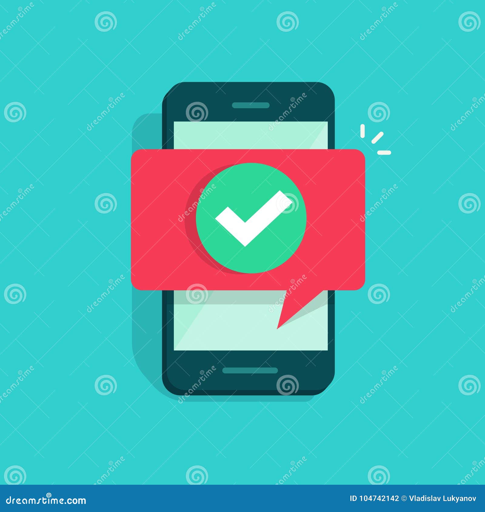 Smartphone and Checkmark Vector Illustration, Flat Mobile Phone ...