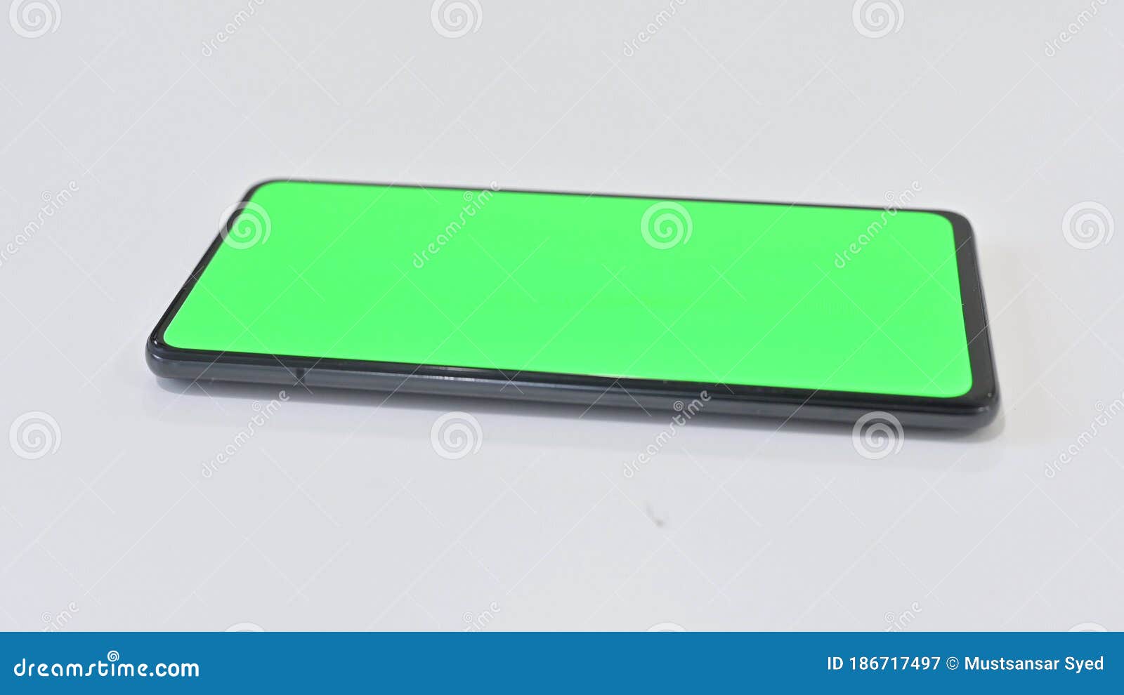 Smartphone with Chroma Key Screen on White Table Stock Image - Image of ...