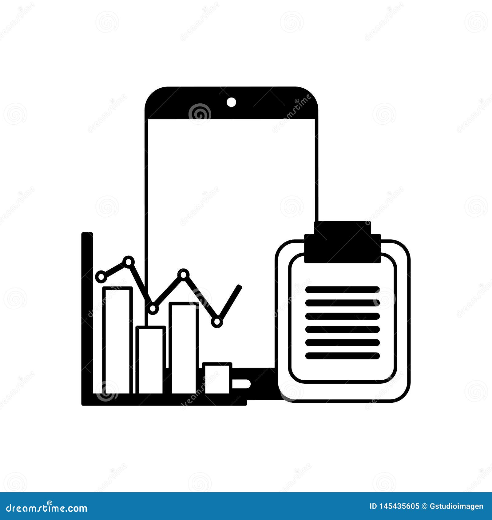 Smartphone Clipboard Business Statistics Chart Stock Vector ...