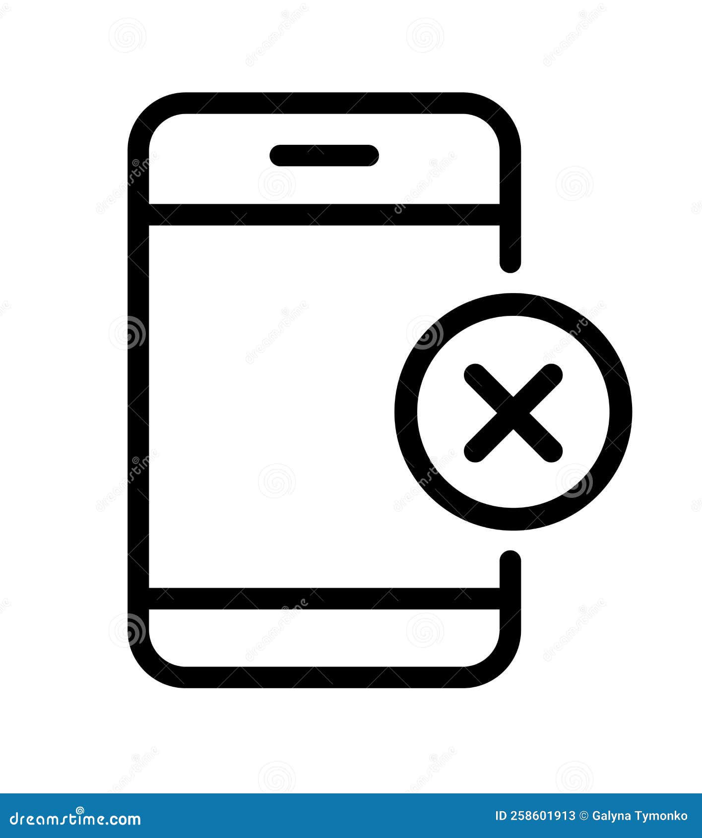 Smartphone Close Vector Icon, Delete Error Symbol. Request Denial ...