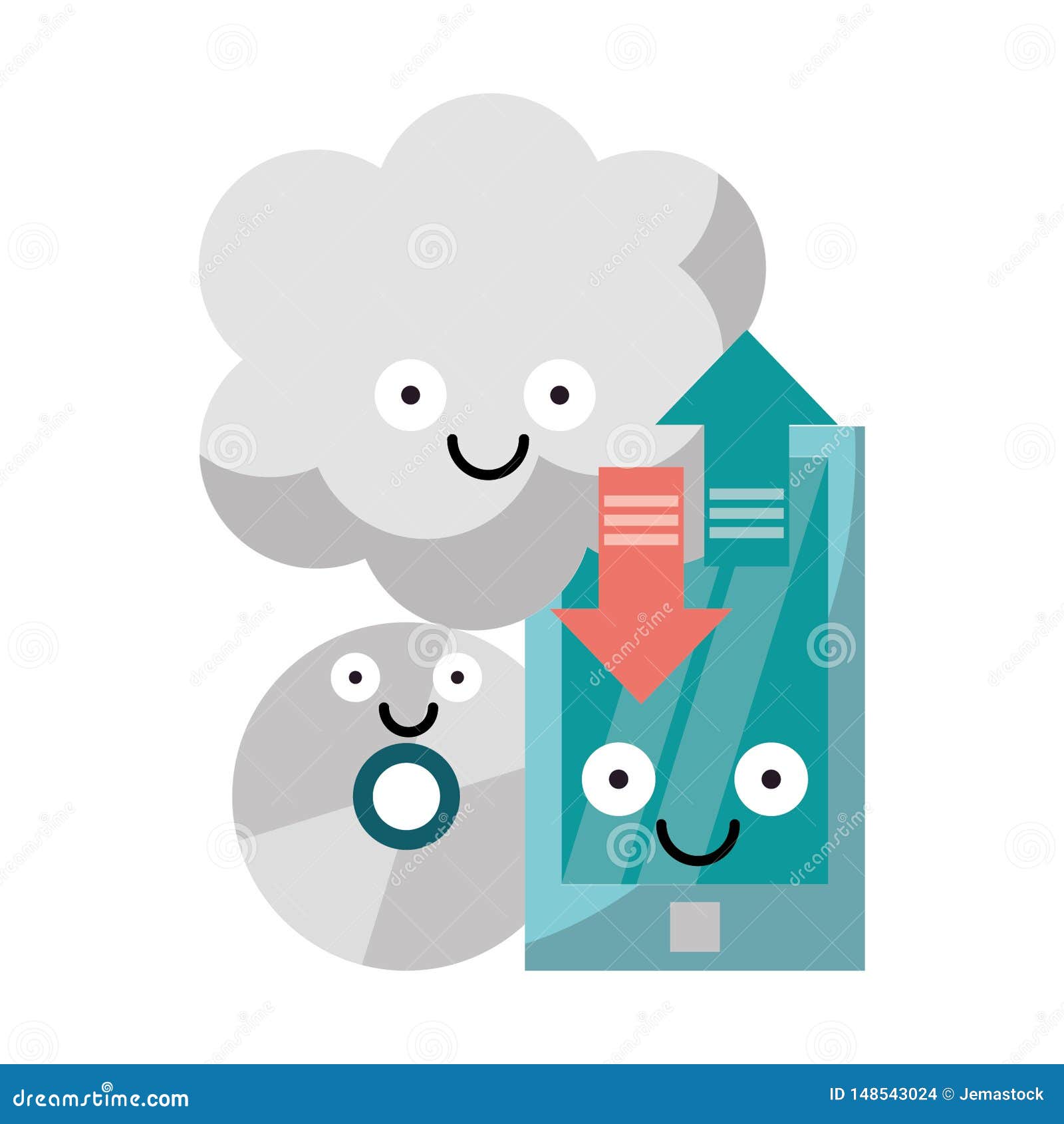 Smartphone and Cloud Computing with Cd Rom Vector Illustration Stock ...
