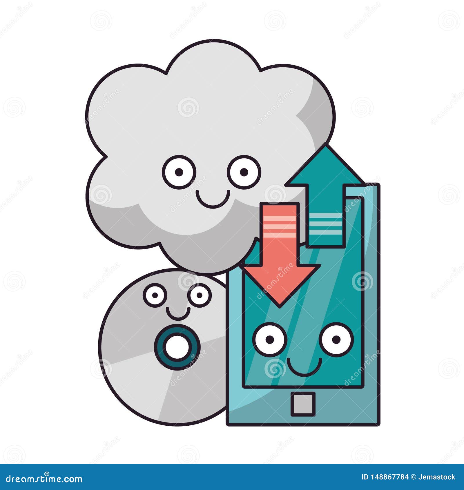 Smartphone and Cloud Computing with Cd Rom Vector Illustration Stock ...