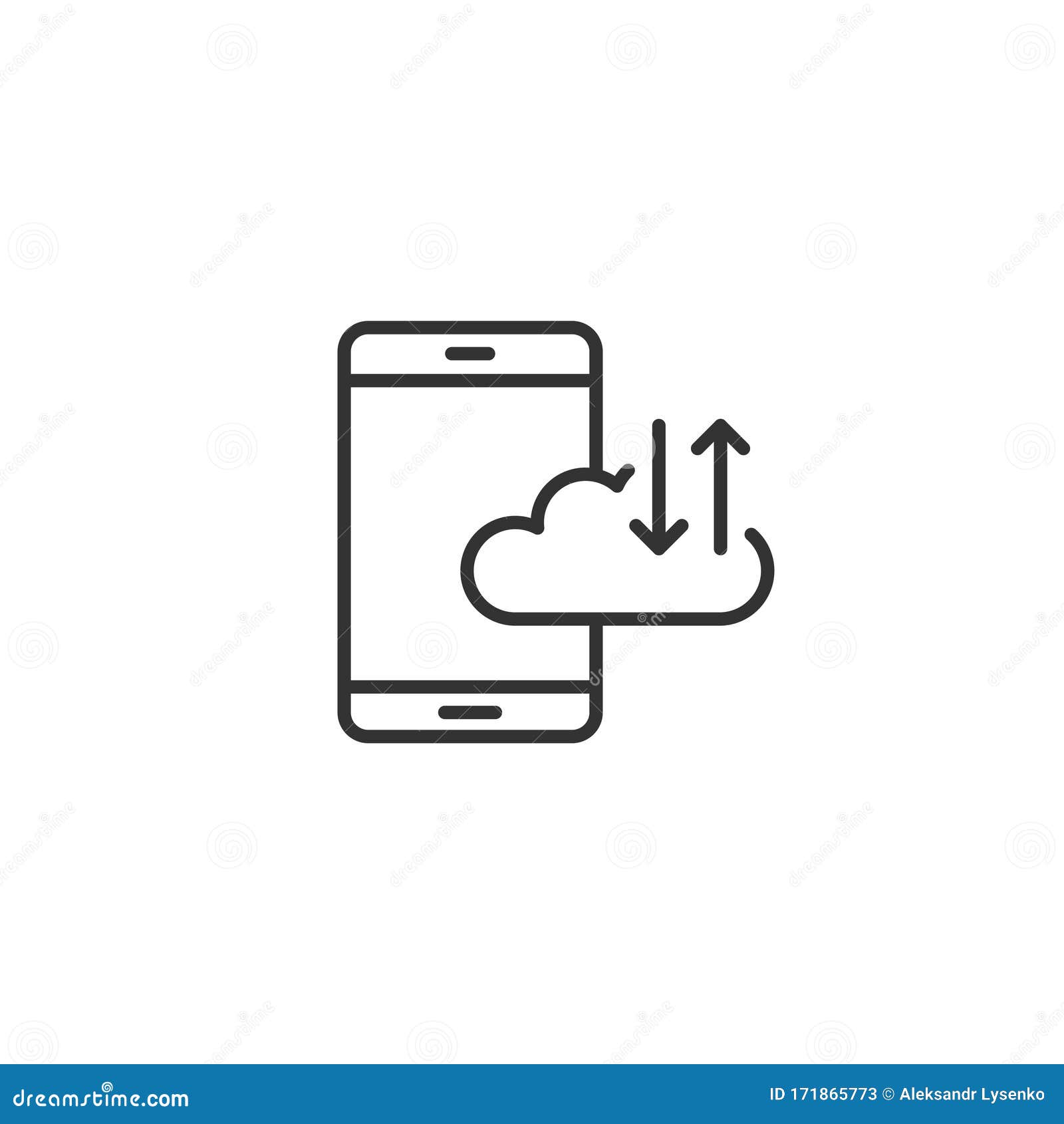 Smartphone with Cloud Icon in Flat Style. Phone Network Storage Vector ...
