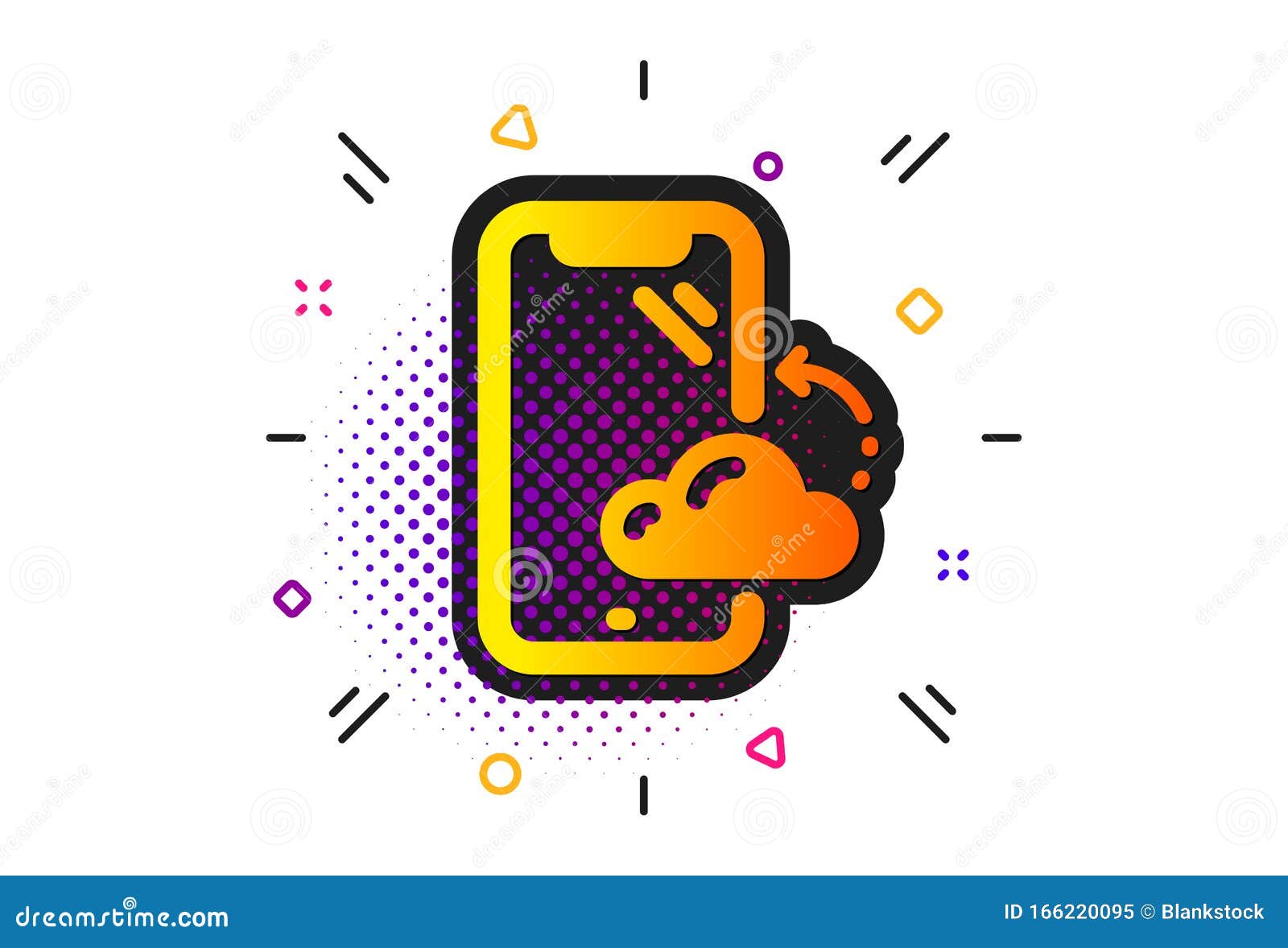 Smartphone Cloud Icon. Phone Backup Sign. Mobile Device. Vector Stock ...