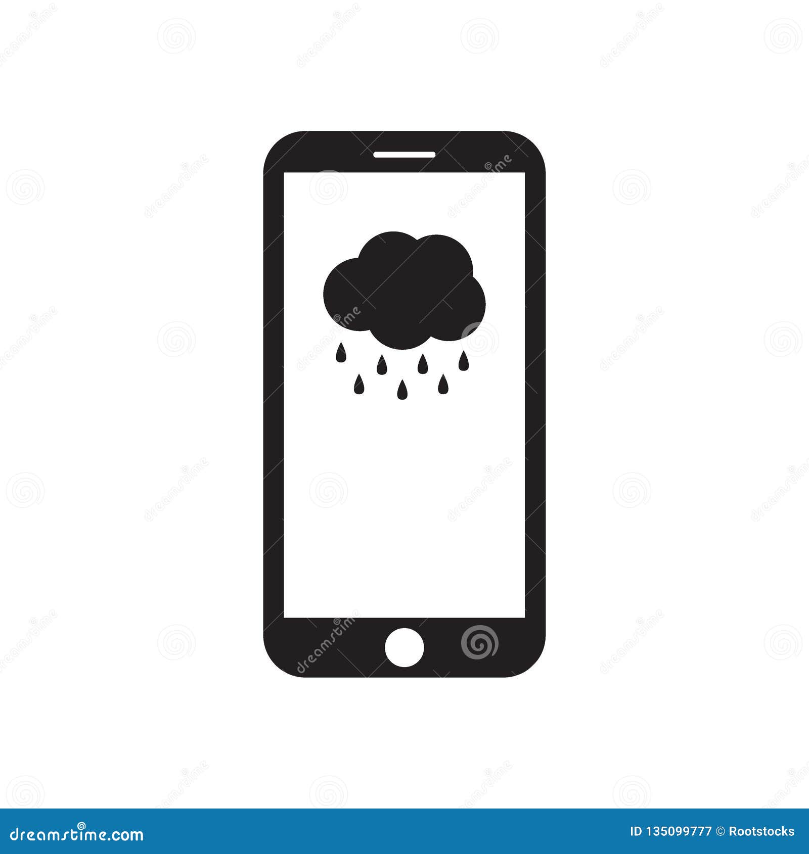 Smartphone with Cloud and Rain on the Screen Stock Vector ...