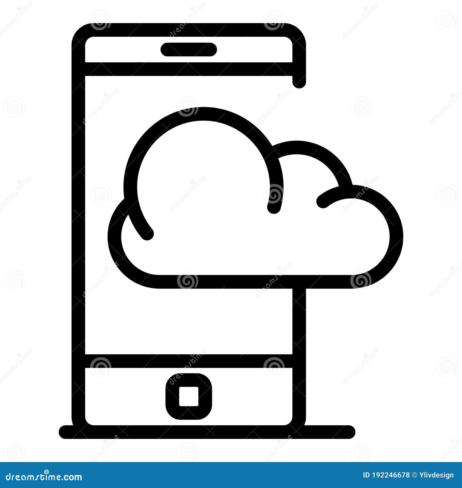 Smartphone Cloud Remote Access Icon, Outline Style Stock Vector ...