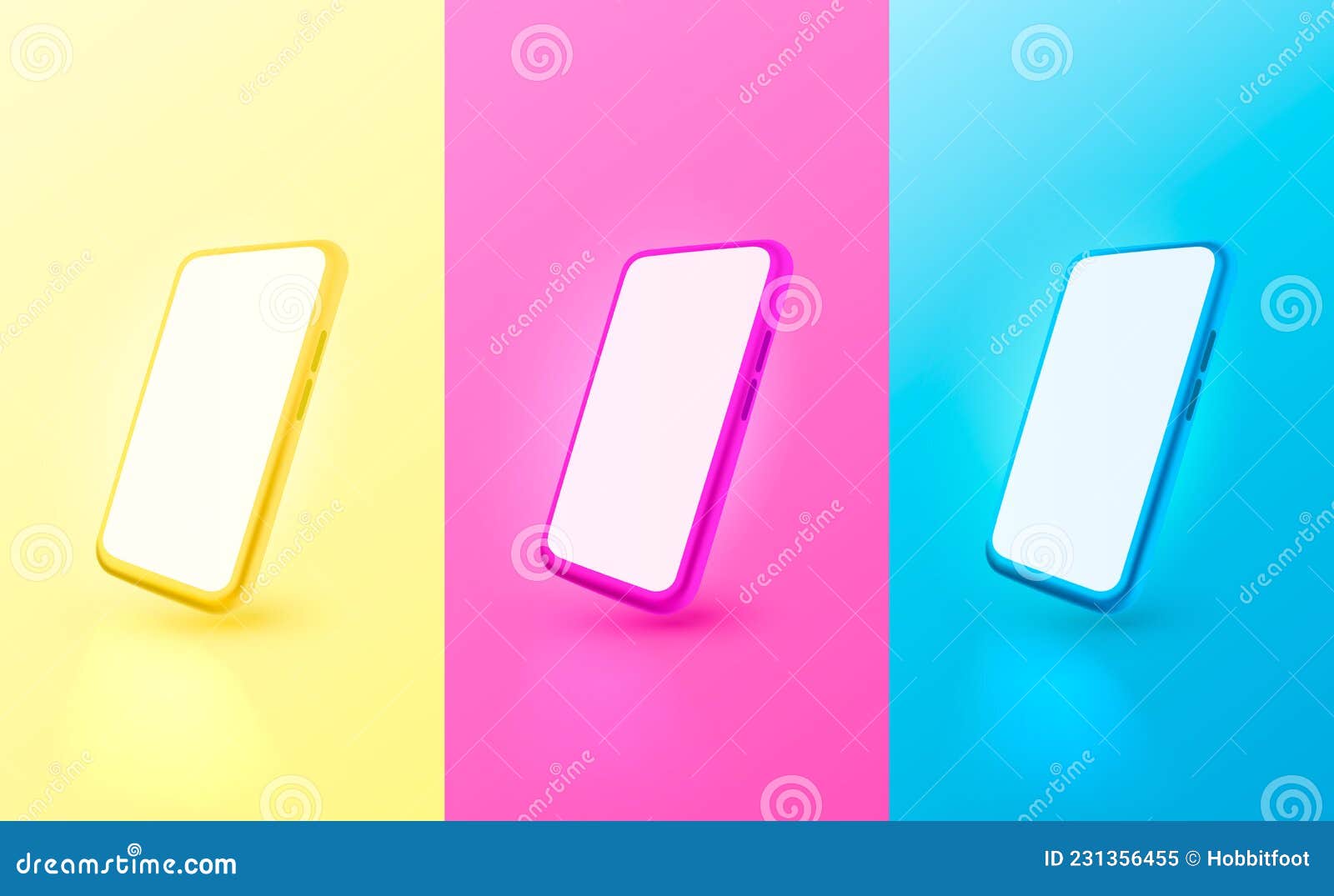 Smartphone Color Mobile Screen, Technology Mobile Display Light. Vector ...