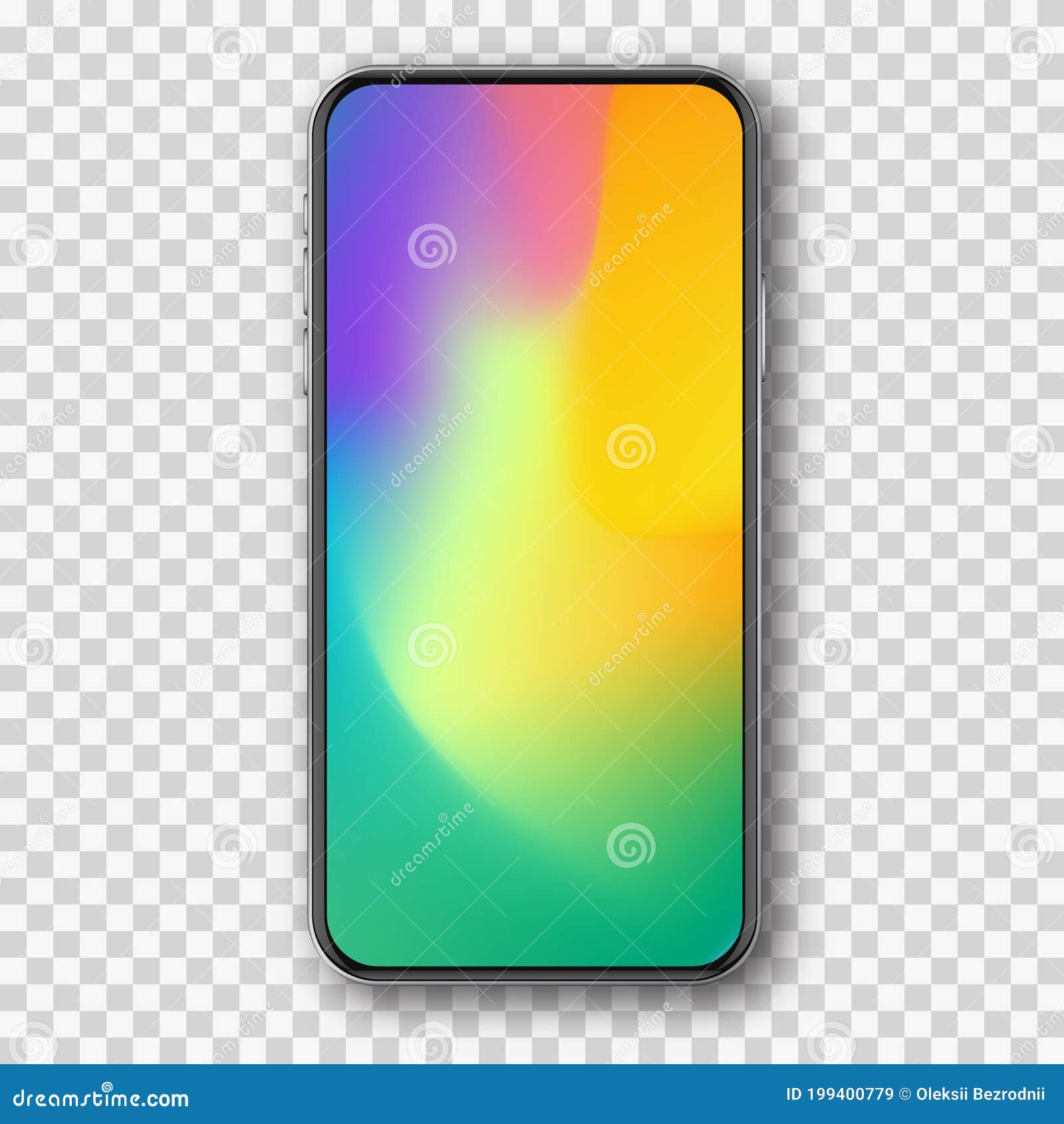 Smartphone with Color Screen Mockup Template. Mobile Phone with ...
