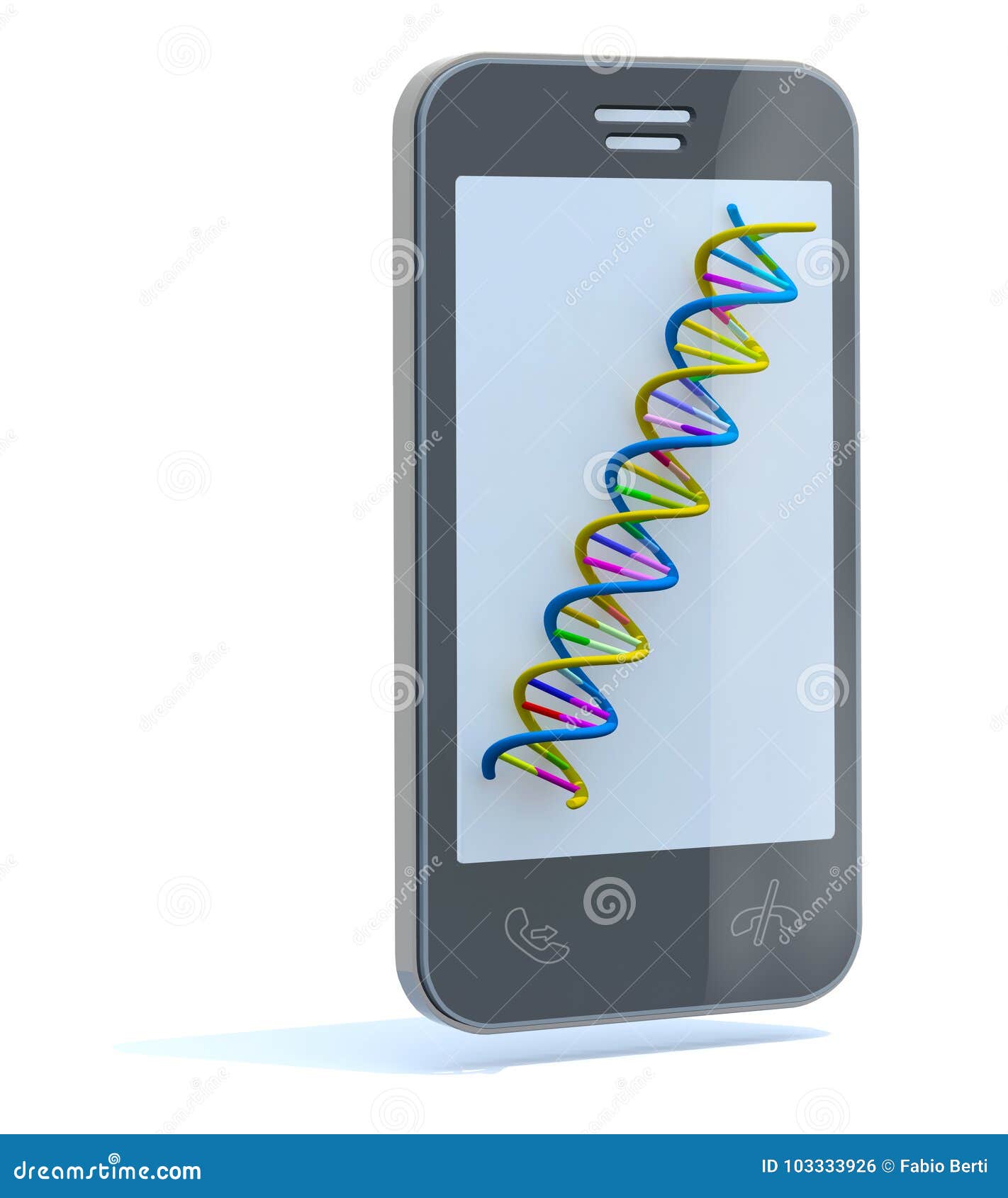 Smartphone with Colored DNA on Display Stock Illustration ...