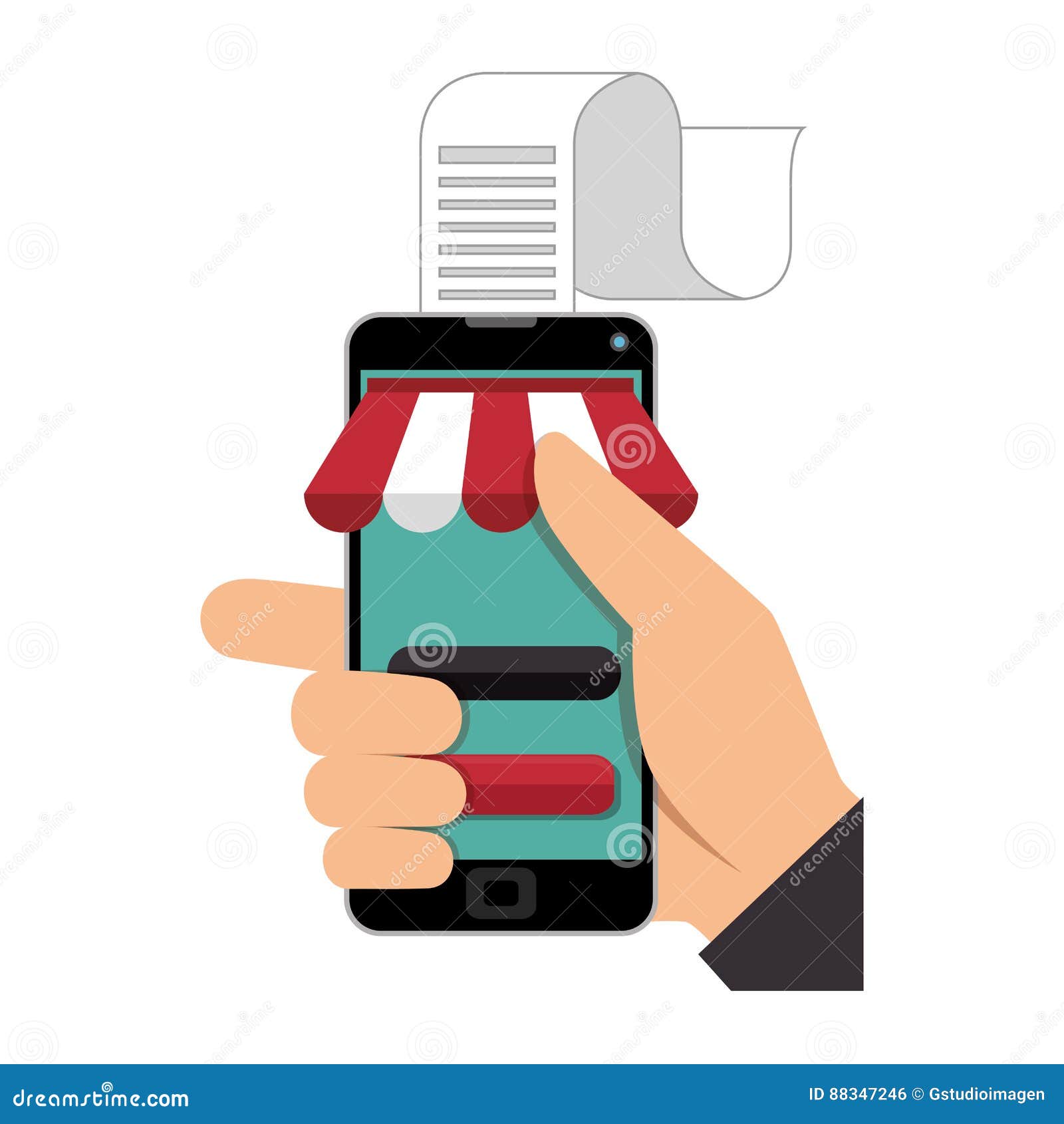 Smartphone with Commercial App Stock Vector - Illustration of store ...