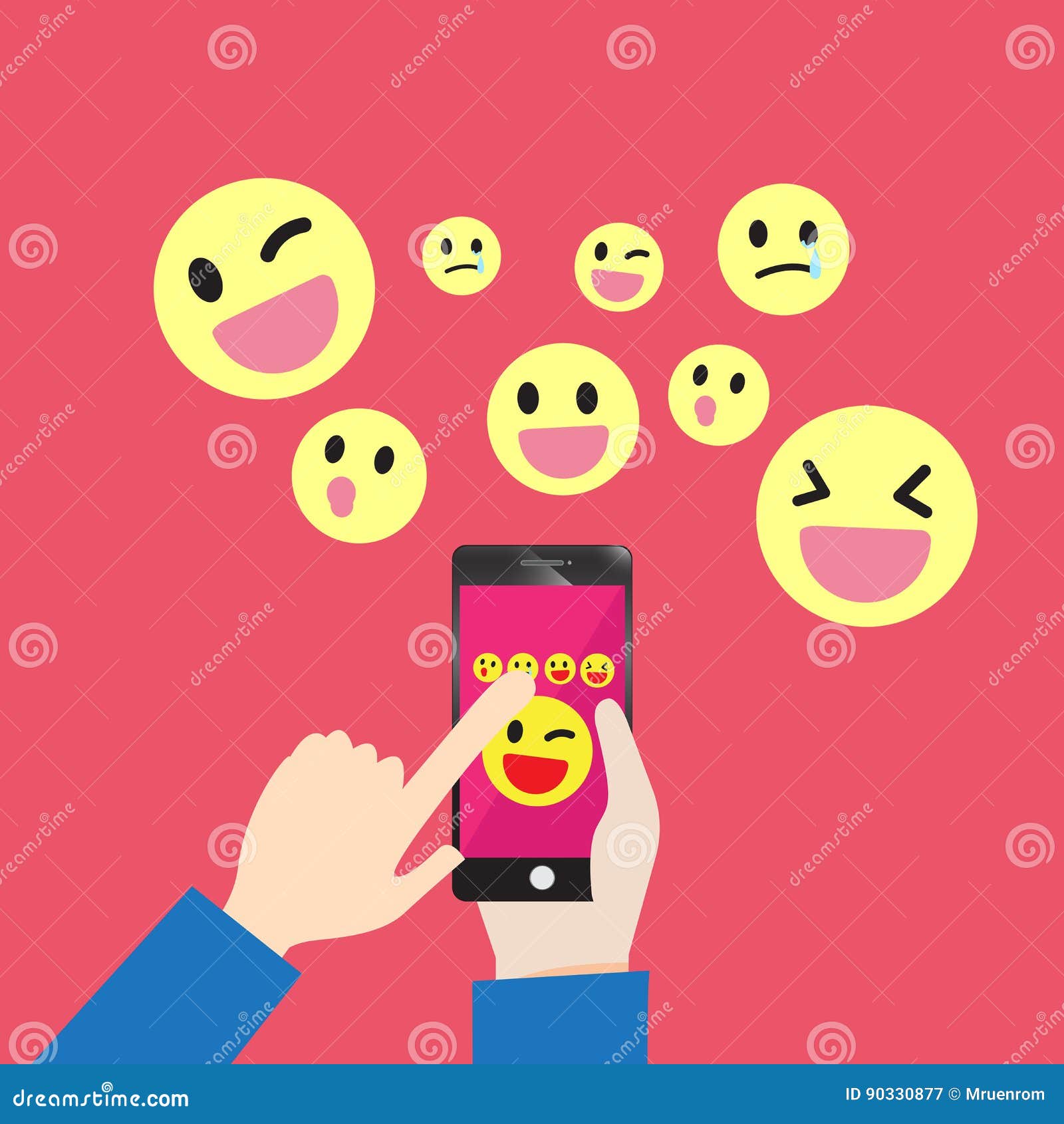 Smartphone Communication Emoticons Message Stock Vector - Illustration ...