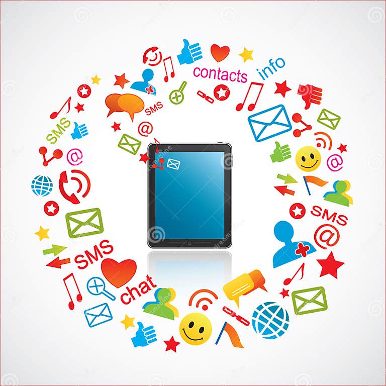 Smartphone with Communication Icons Stock Vector - Illustration of blue ...