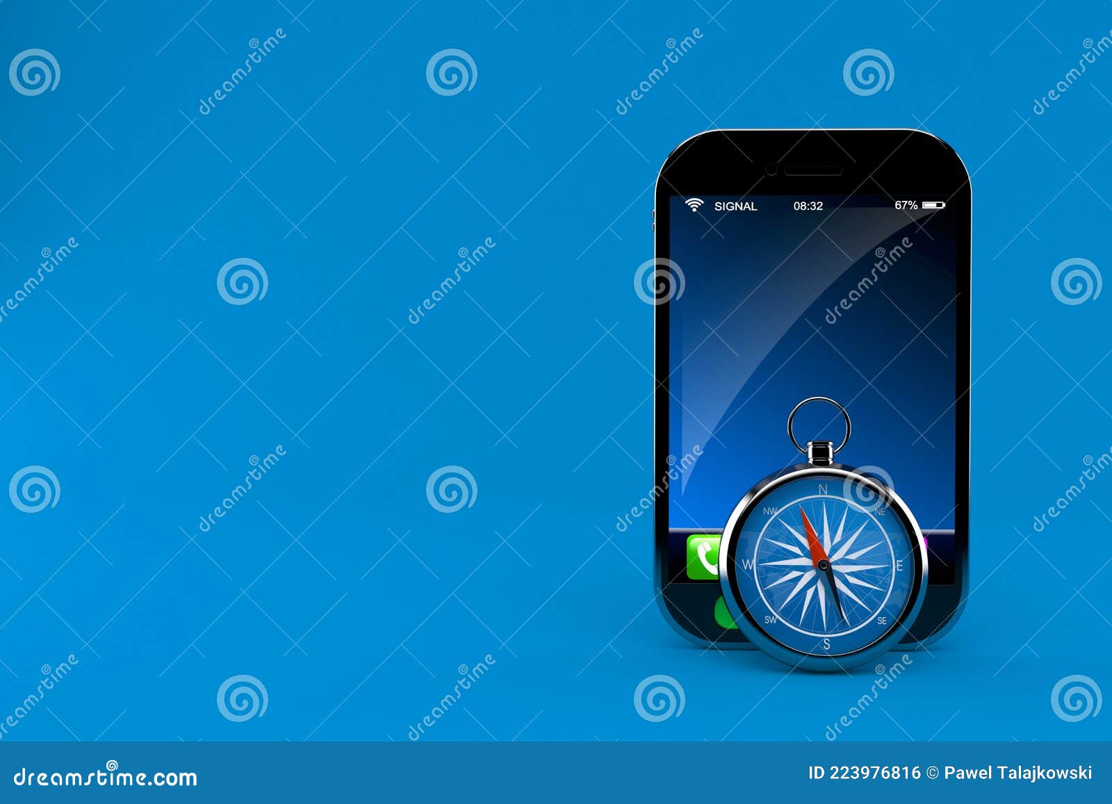 Smartphone with compass stock illustration. Illustration of telephone ...