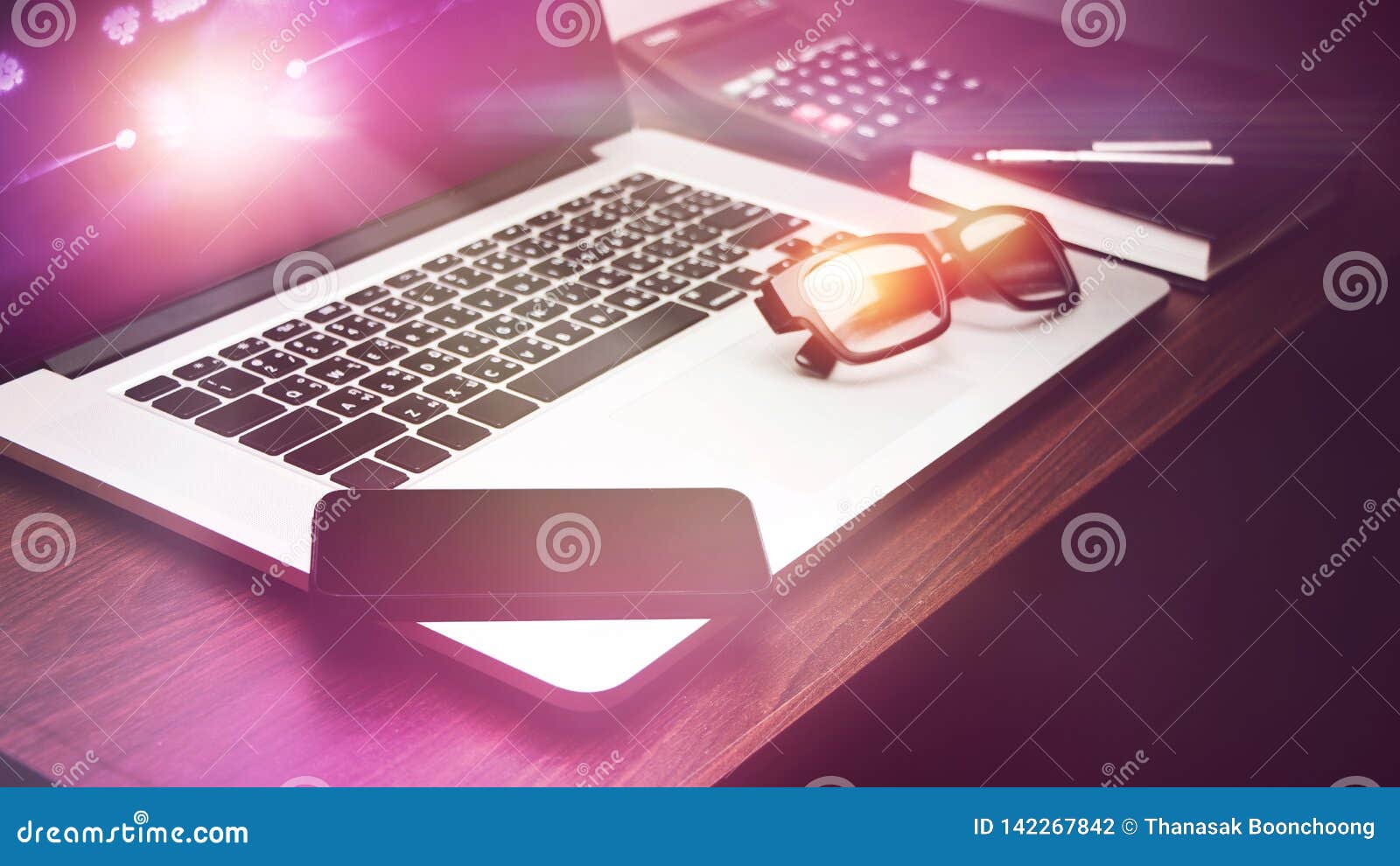Smartphone and Computer Laptop on Desk Stock Photo - Image of smart ...