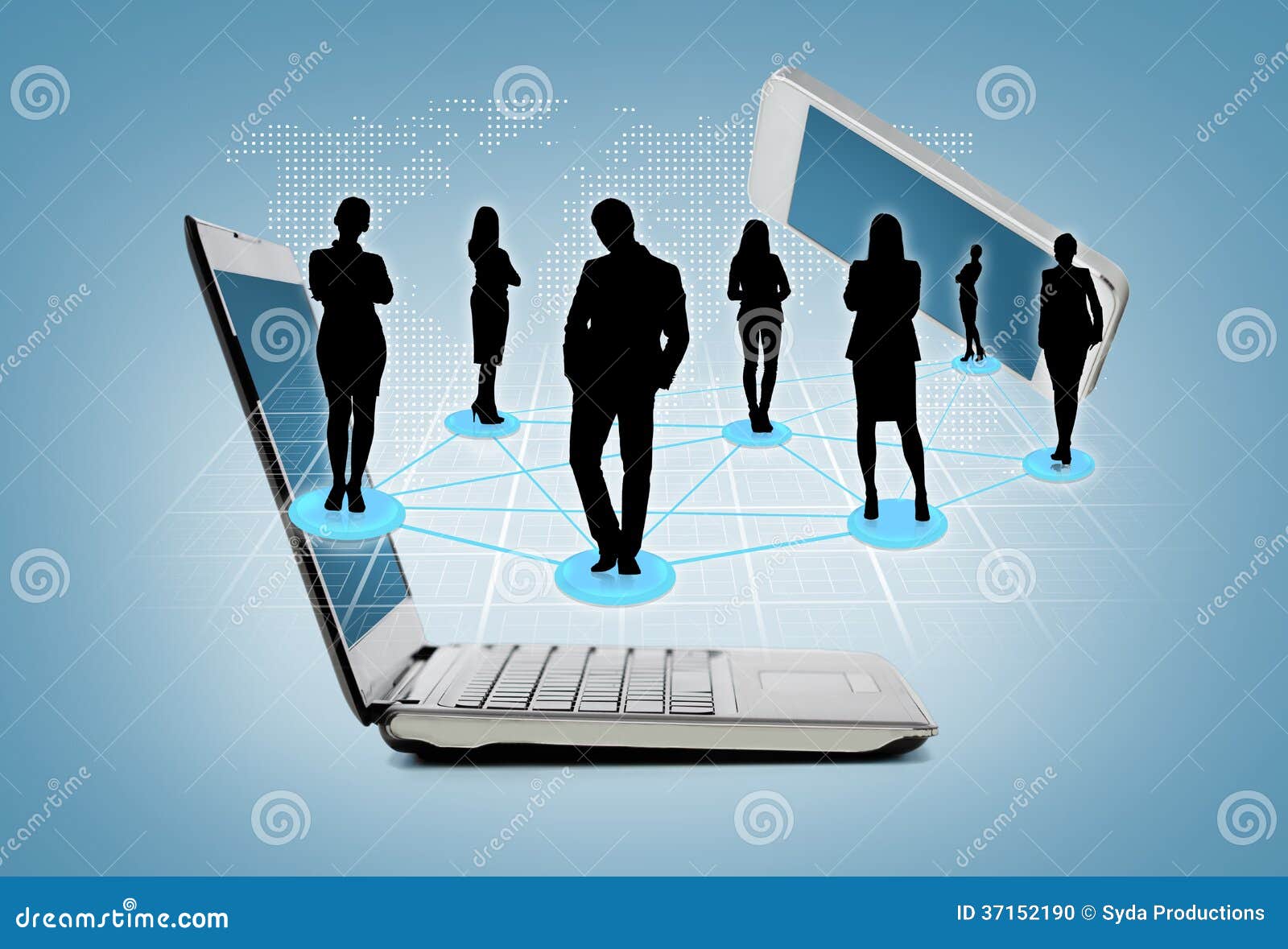Smartphone and Computer with Social Network Stock Photo - Image of ...