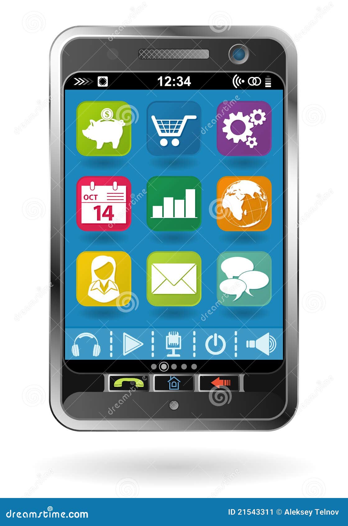 Smartphone con le icone illustrazione vettoriale. Illustrazione di ...