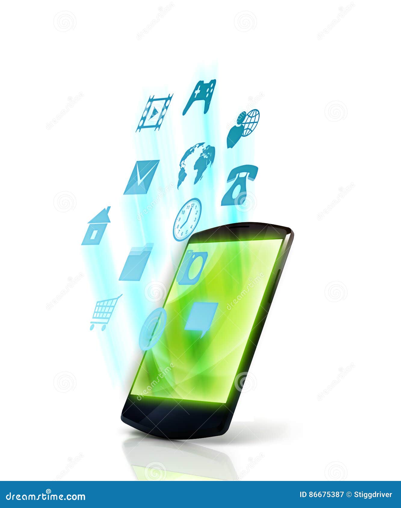 Smartphone Con Los Iconos De Los Apps Stock de ilustración ...