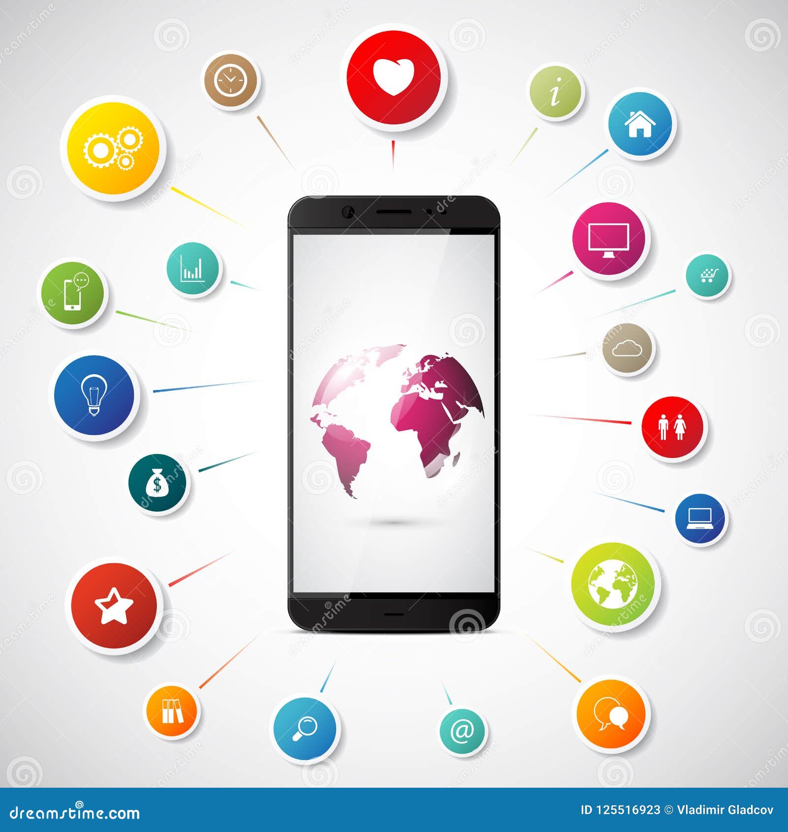 Smartphone Connect To Global Social Network Stock Vector - Illustration ...