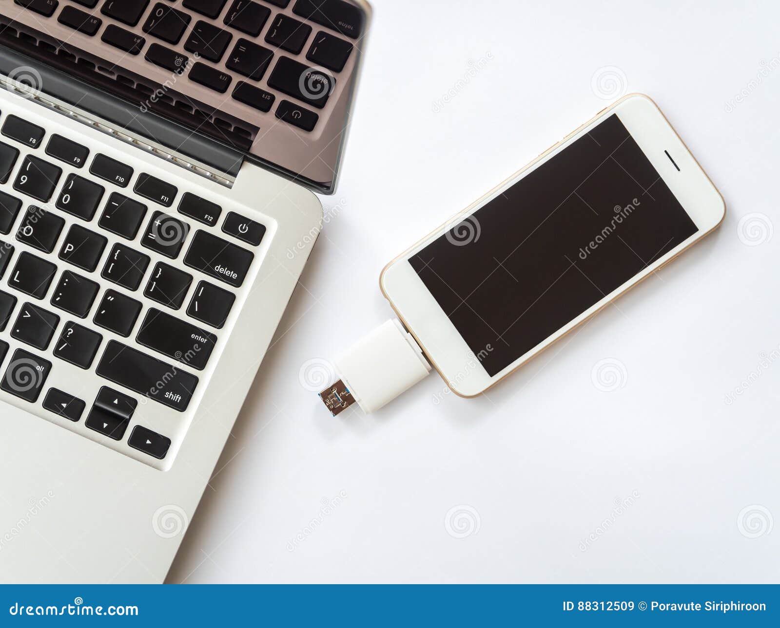 Smartphone Connected with External Storage and Laptop Stock Image ...