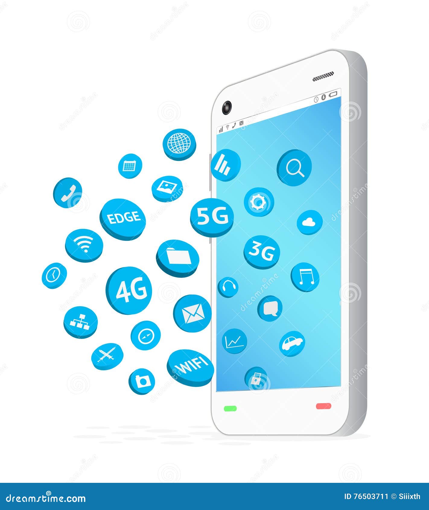 Smartphone with Connection Apps Icon Floating Stock Vector ...