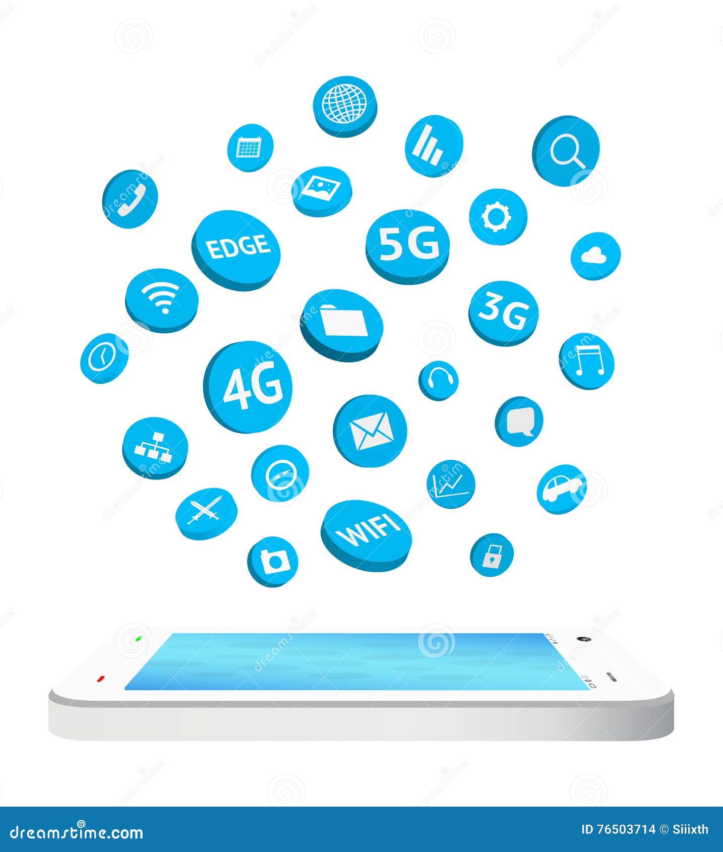 Smartphone with Connection Apps Icon Floating Stock Vector ...