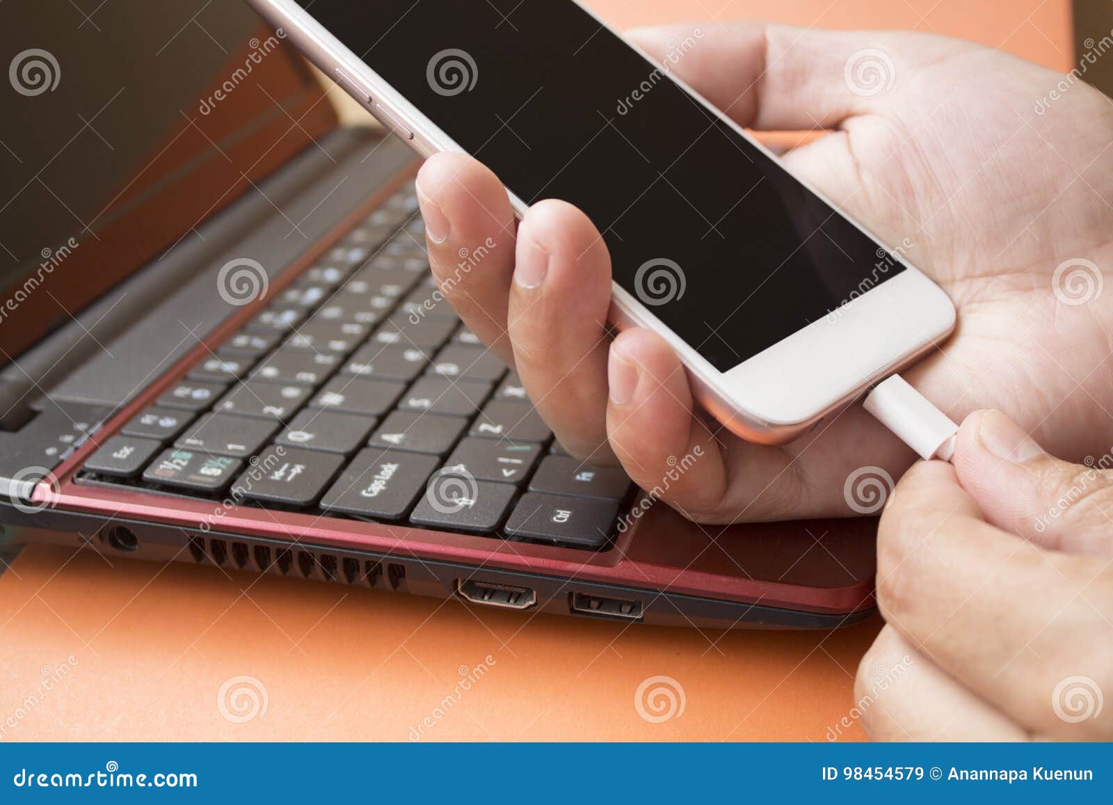 Smartphone Connection with Computer Stock Image - Image of home, black ...