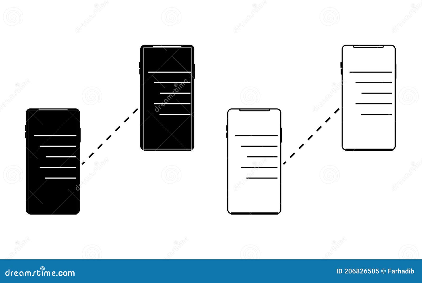 Smartphone Connection Linear Icon Vector, Black and White Version Stock ...