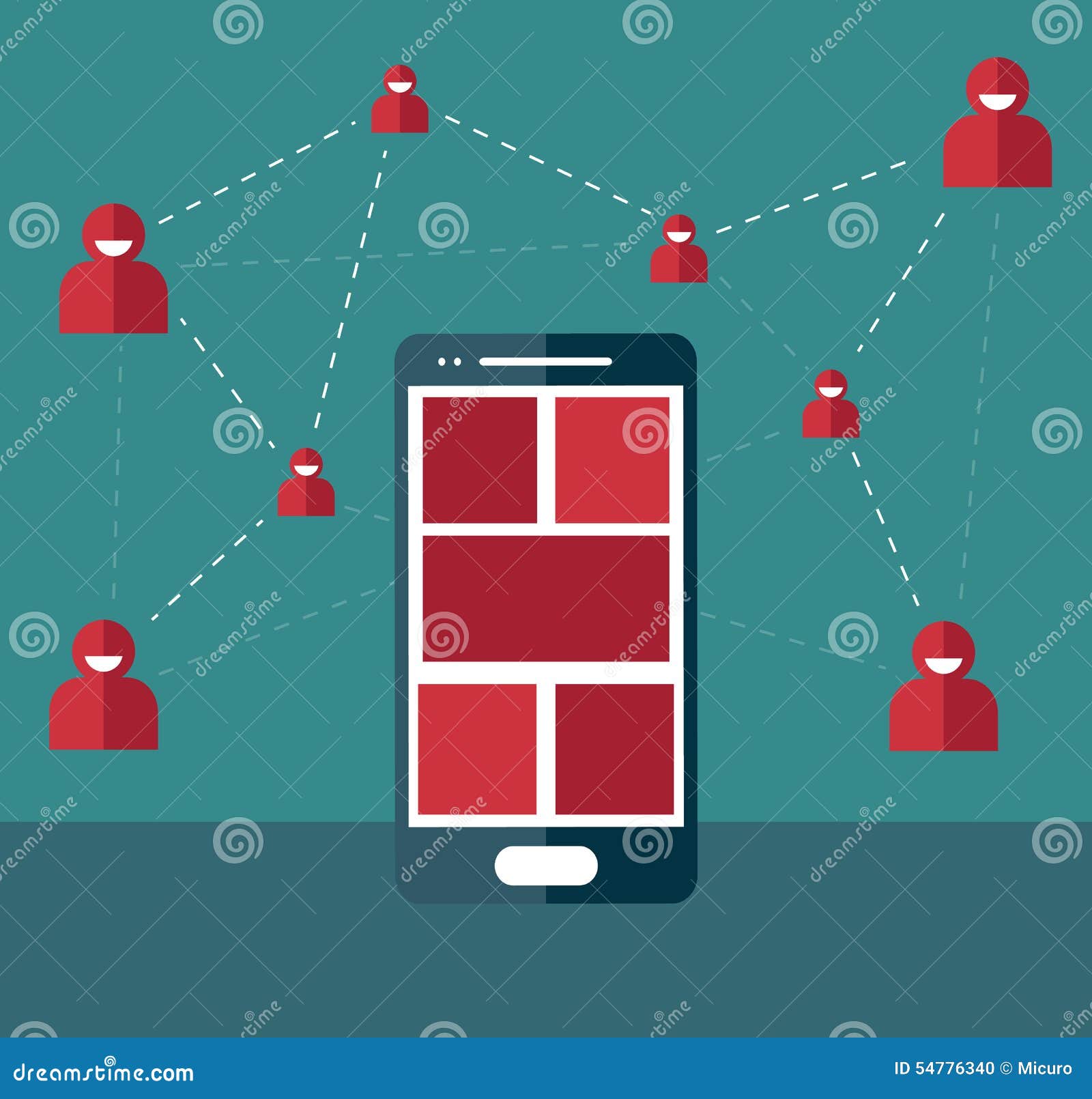 Smartphone Connection between People Stock Illustration - Illustration ...