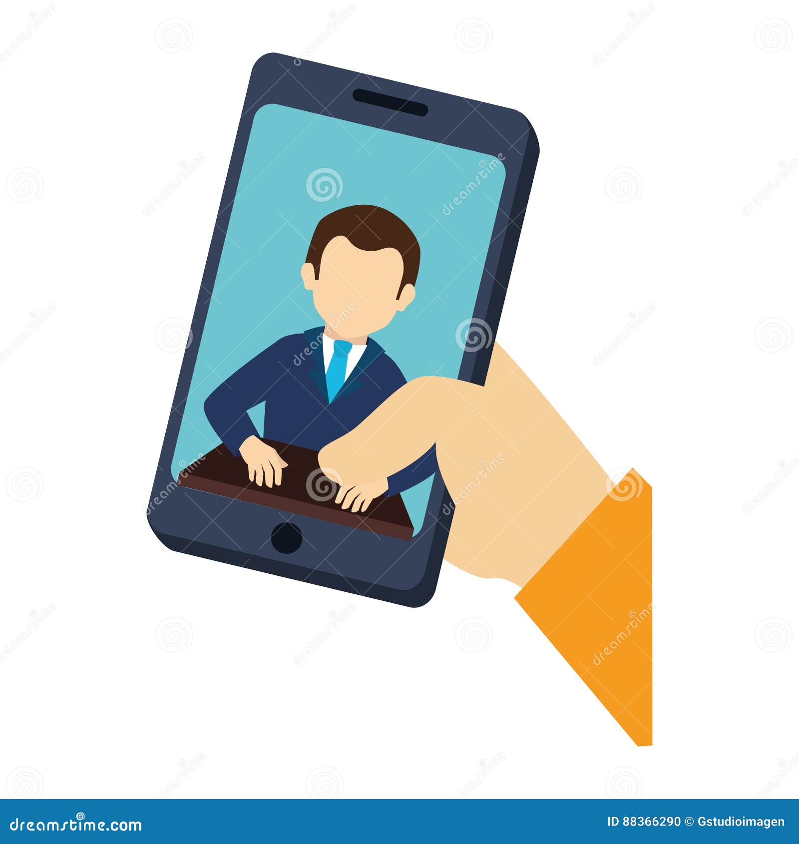 Smartphone with Contact Icon Stock Vector - Illustration of screen ...