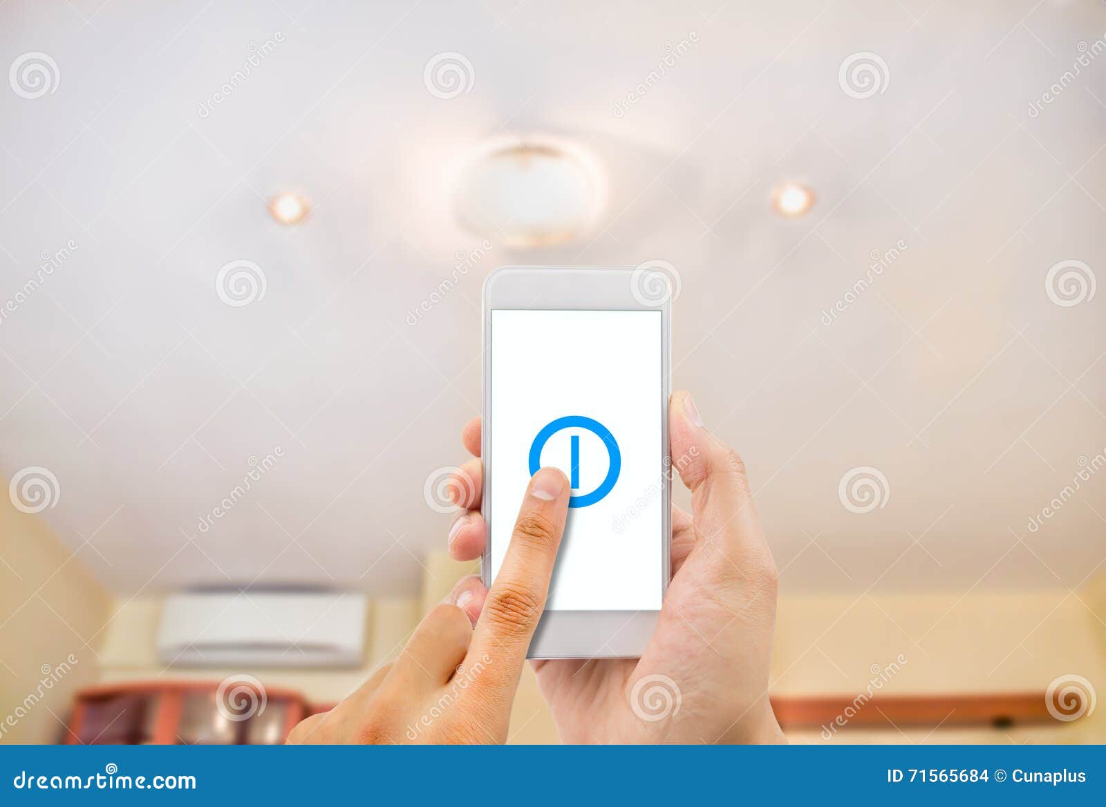 Smartphone Controlling an Light Stock Photo - Image of lights, digital ...