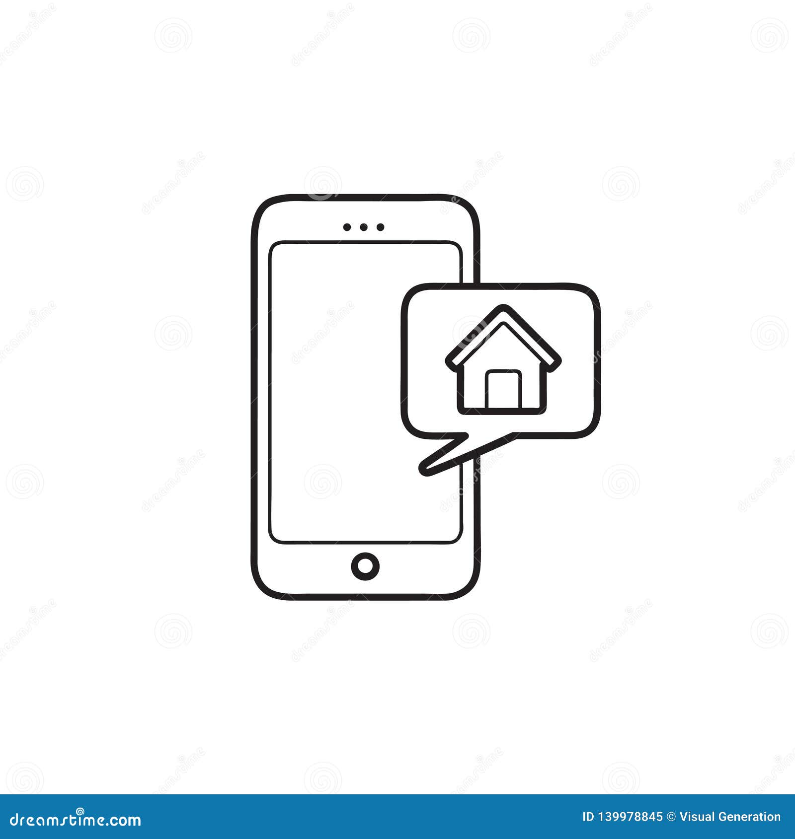 Smartphone Controls Smart Home Hand Drawn Outline Doodle Icon. Stock ...