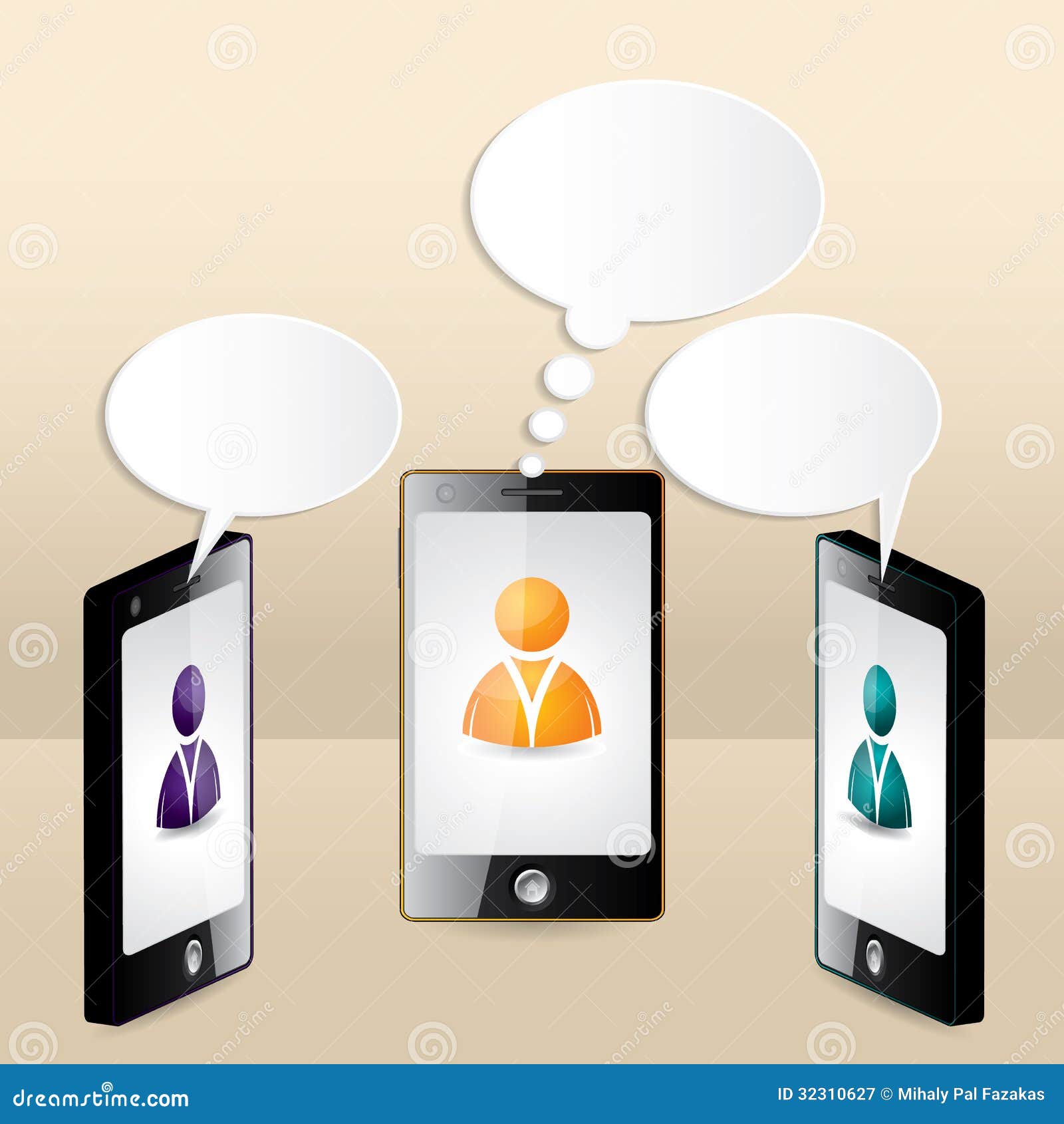 Smartphone Conversation Illustrated with Speech Bubbles Stock Vector ...