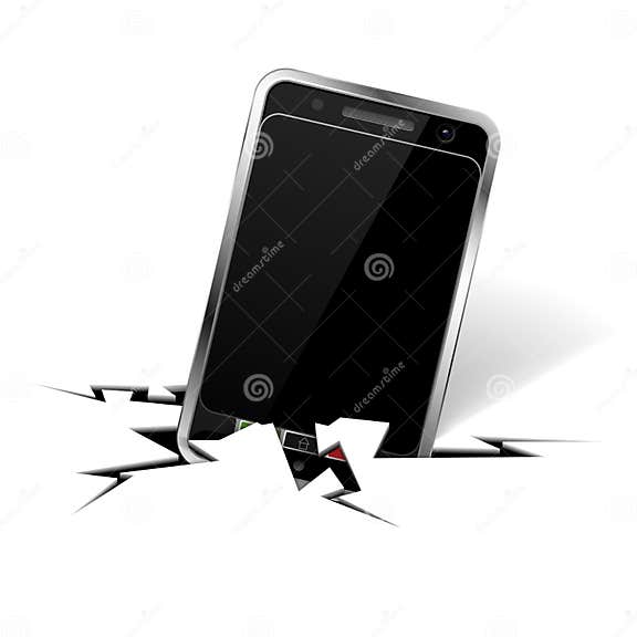 Smartphone in Crack stock vector. Illustration of vector - 23426085