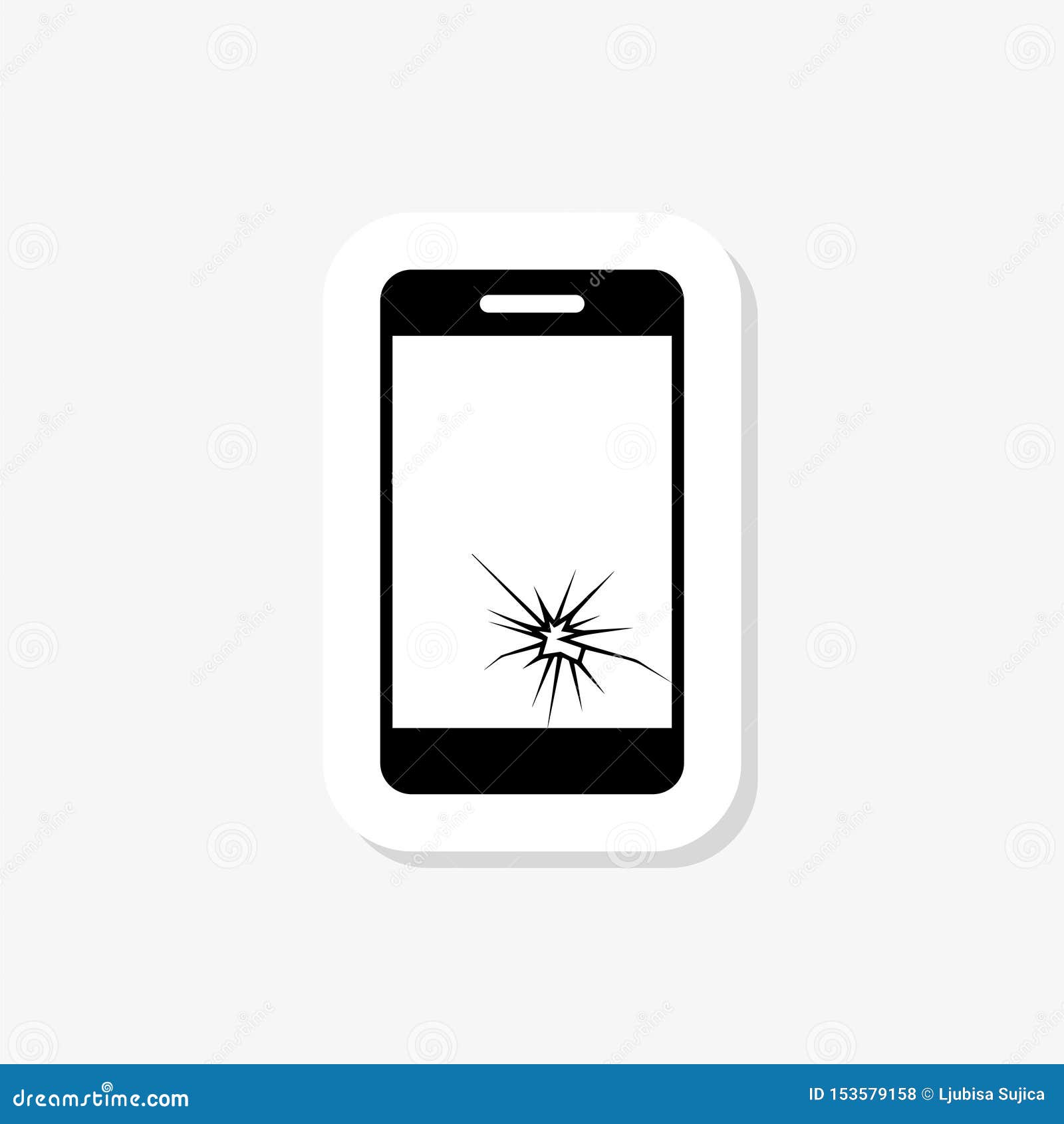 Smartphone with Crack on Display Broken Modern Mobile Phone Shattered ...