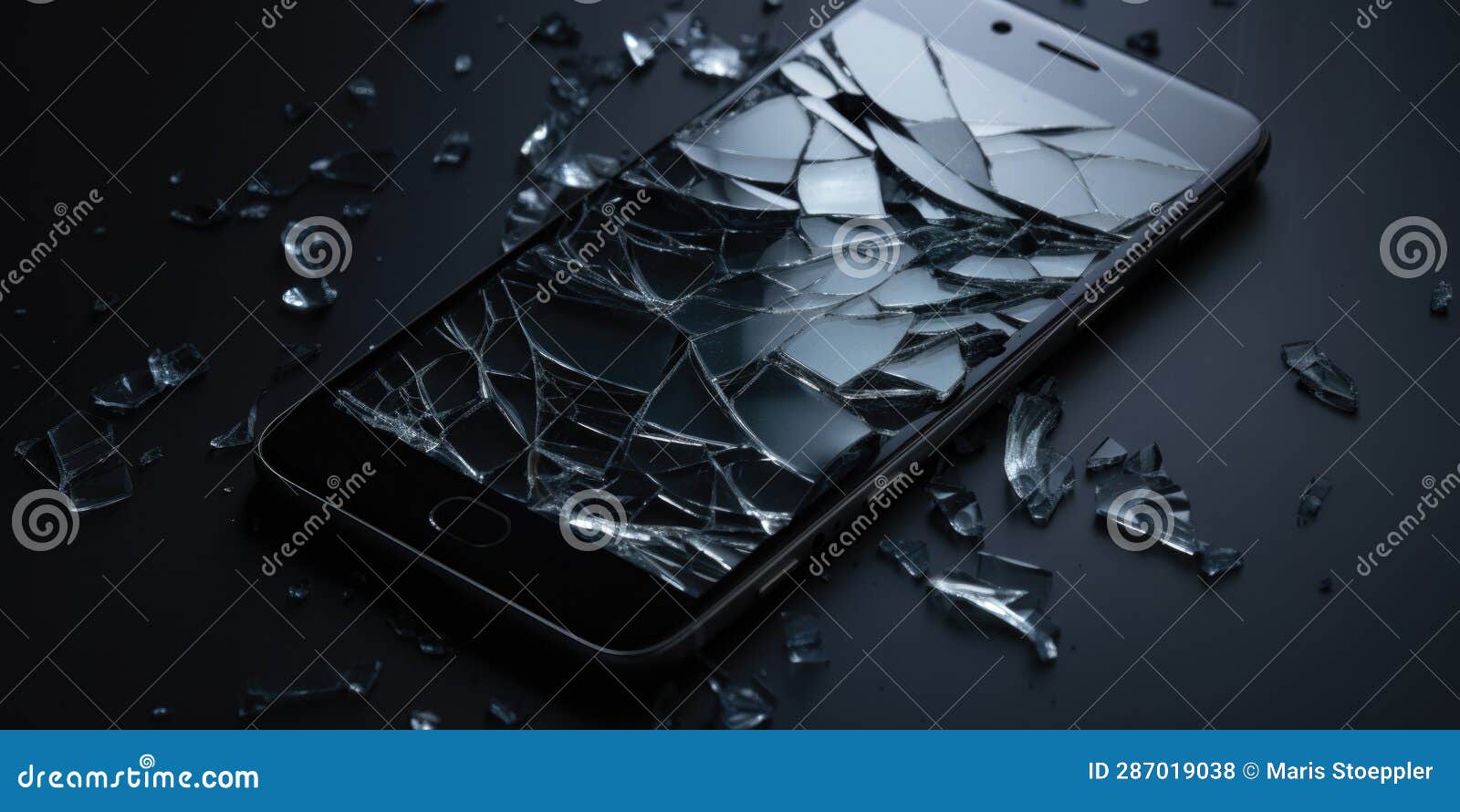 Smartphone with Cracked Touchscreen Showing the Shattered Broken Glass ...