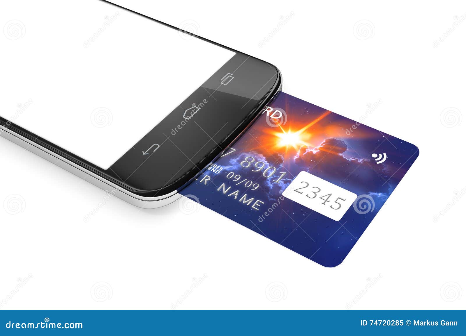 Smartphone and a Credit Card for Mobile Payment Stock Illustration ...