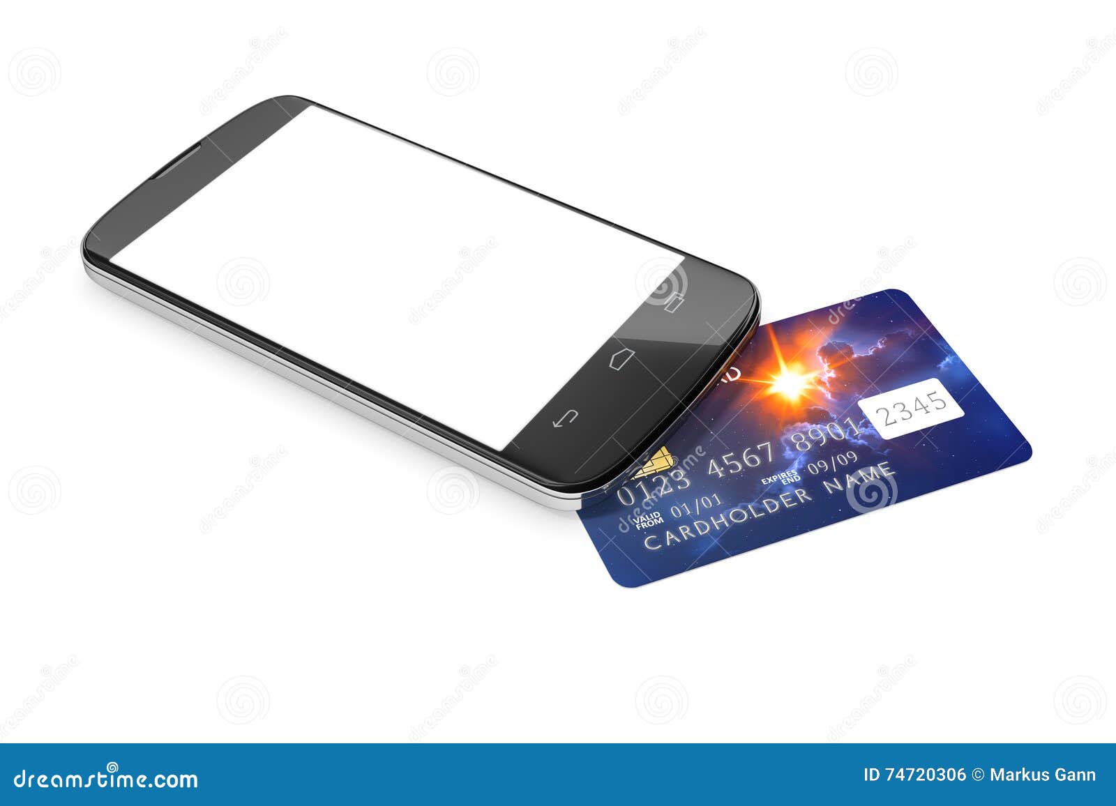 Smartphone and a Credit Card for Mobile Payment Stock Illustration ...