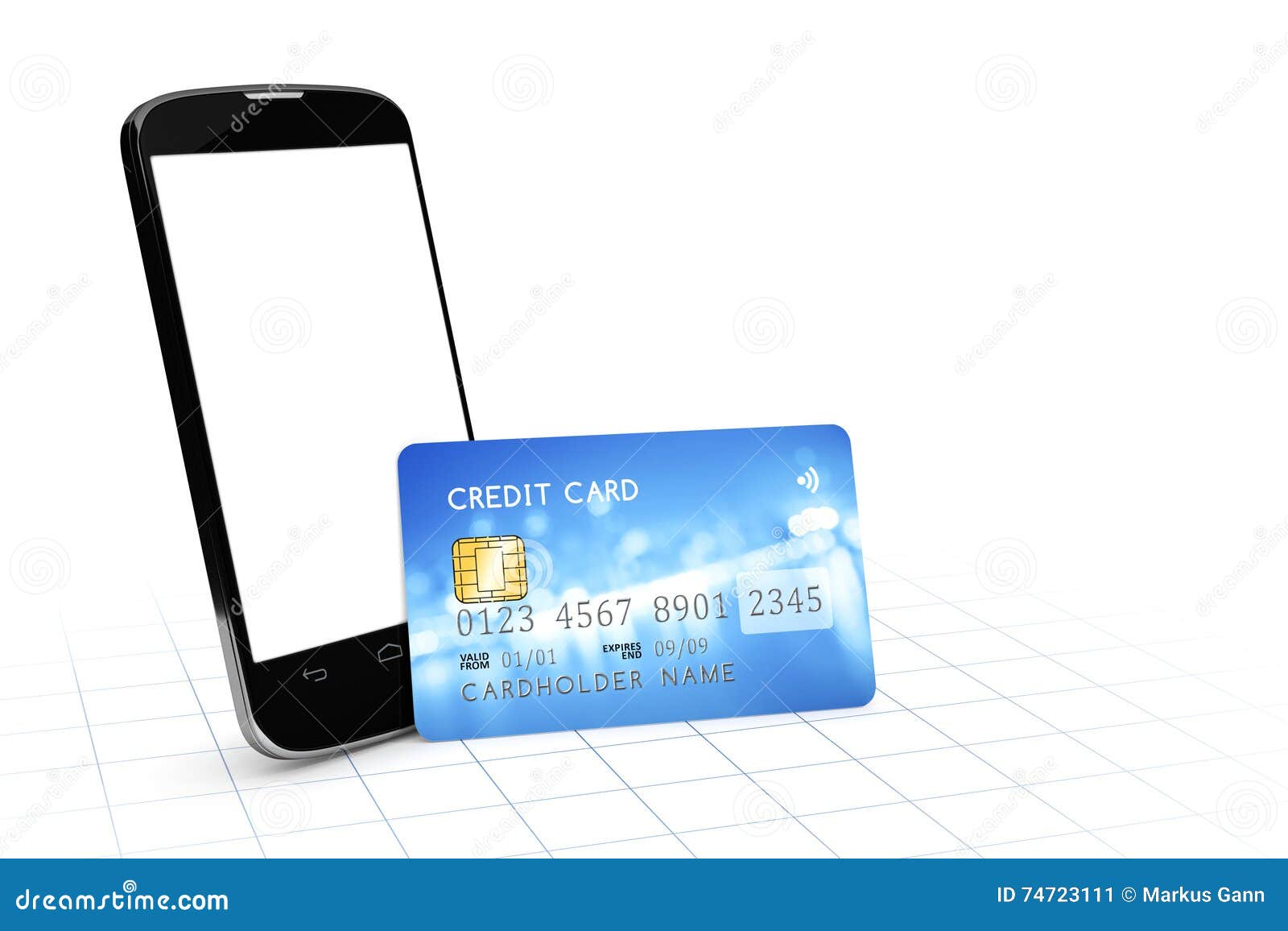 Smartphone and a Credit Card for Mobile Payment Stock Illustration ...