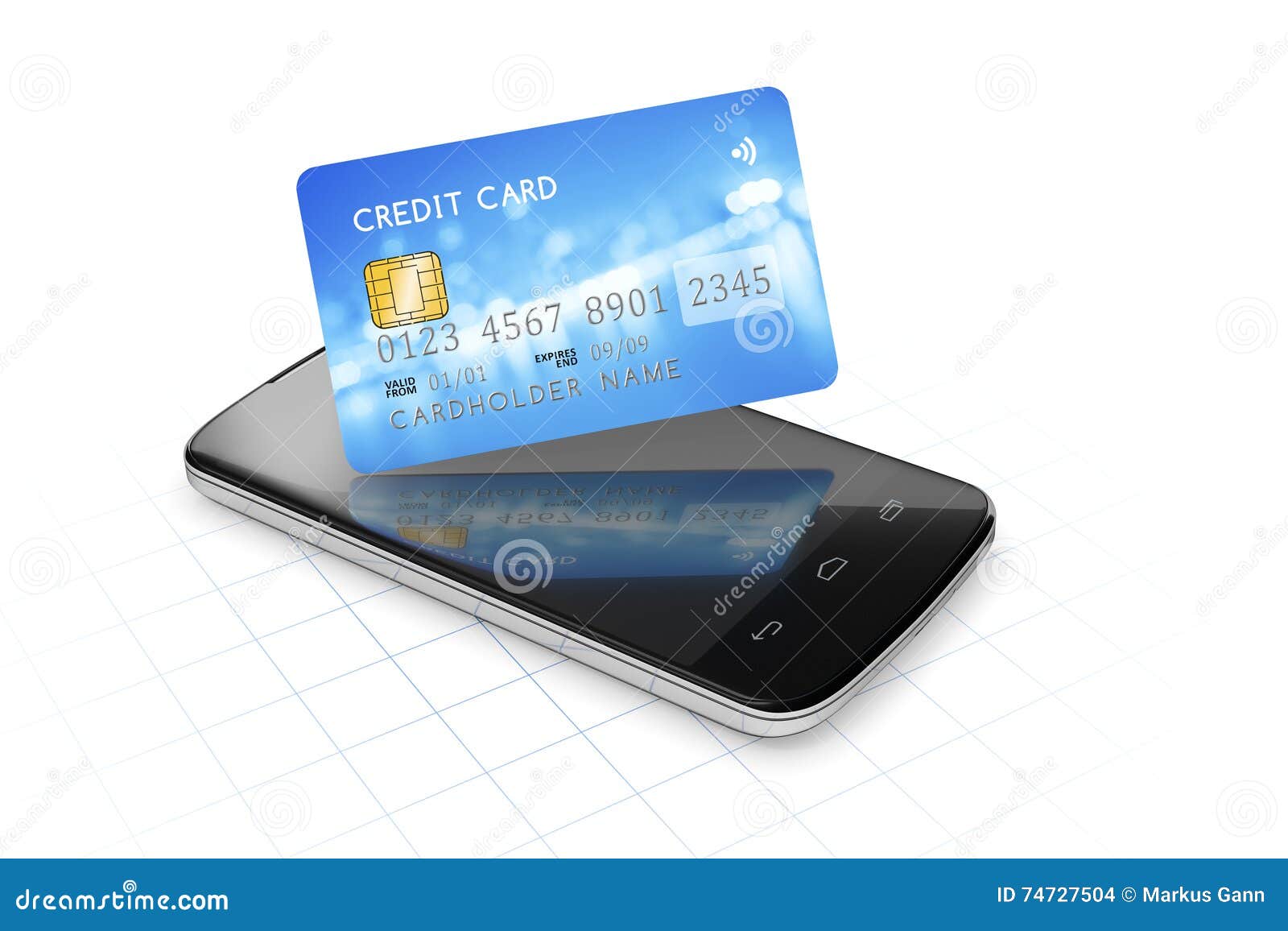 Smartphone and a Credit Card for Mobile Payment Stock Illustration ...